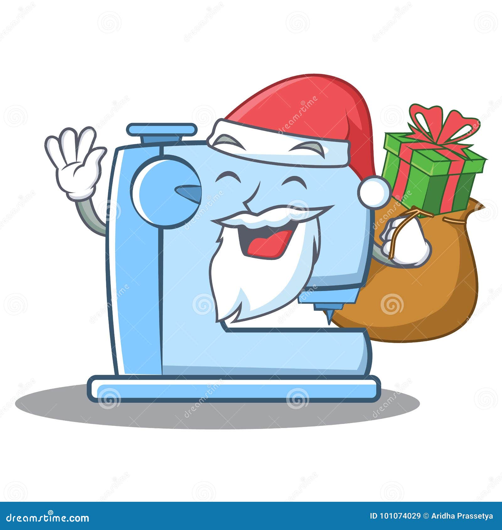 Santa Sewing Machine Emoticon Character Stock Vector - Illustration of ...