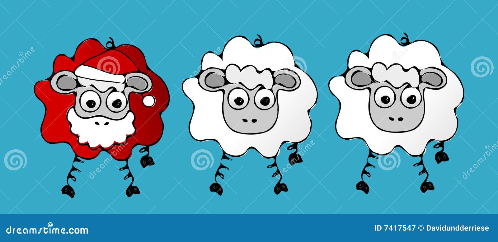 Santa sheep. stock vector. Illustration of claus, three - 7417547