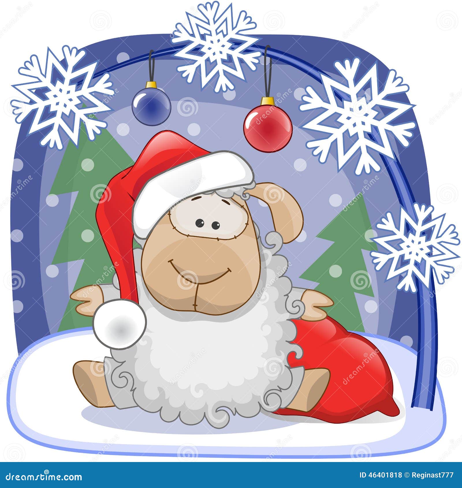 Sheep Santa In Forest, Symbol Of New Year 2015 Vector Illustration ...