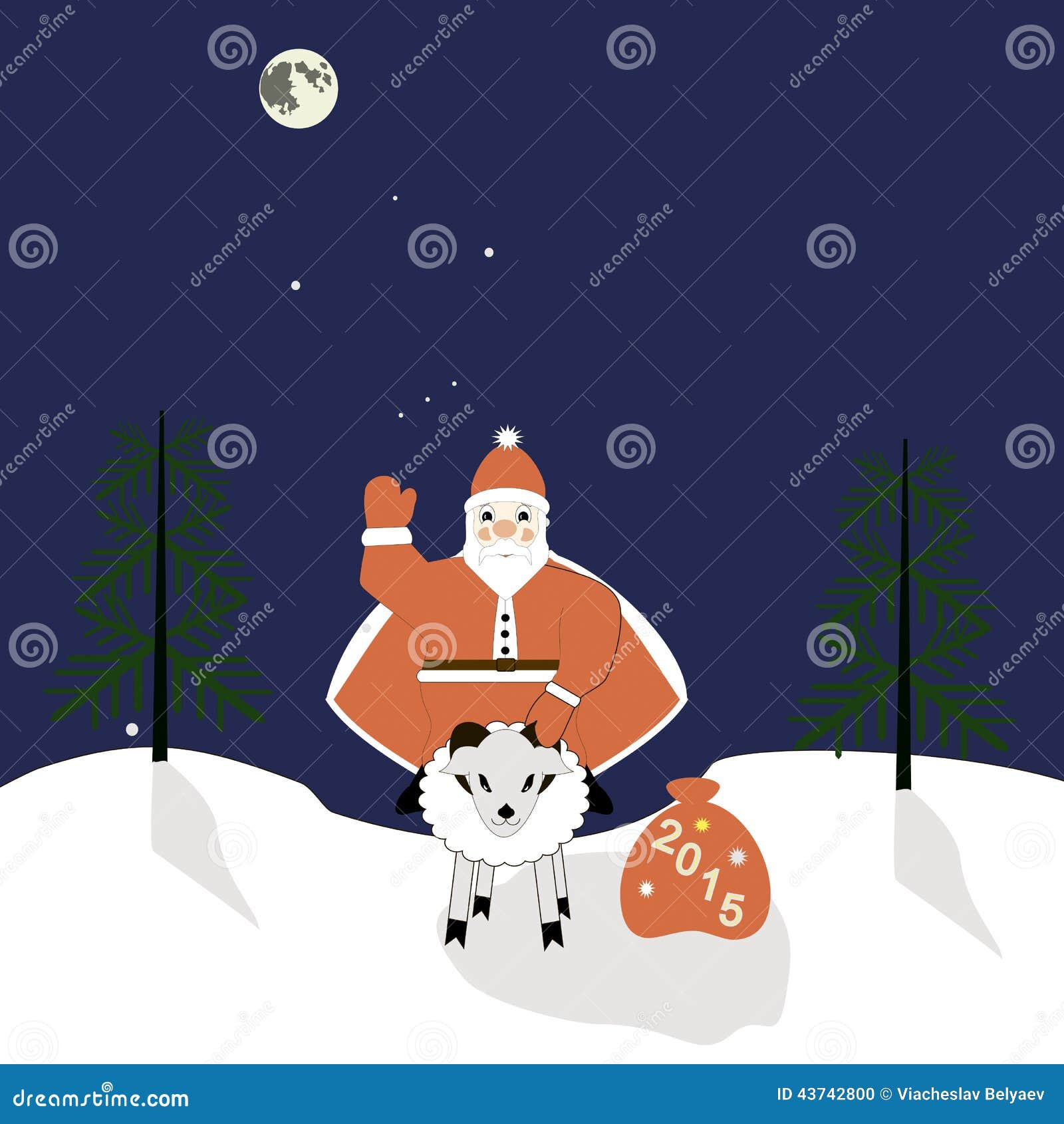 Santa on a sheep stock vector. Illustration of symbol - 43742800