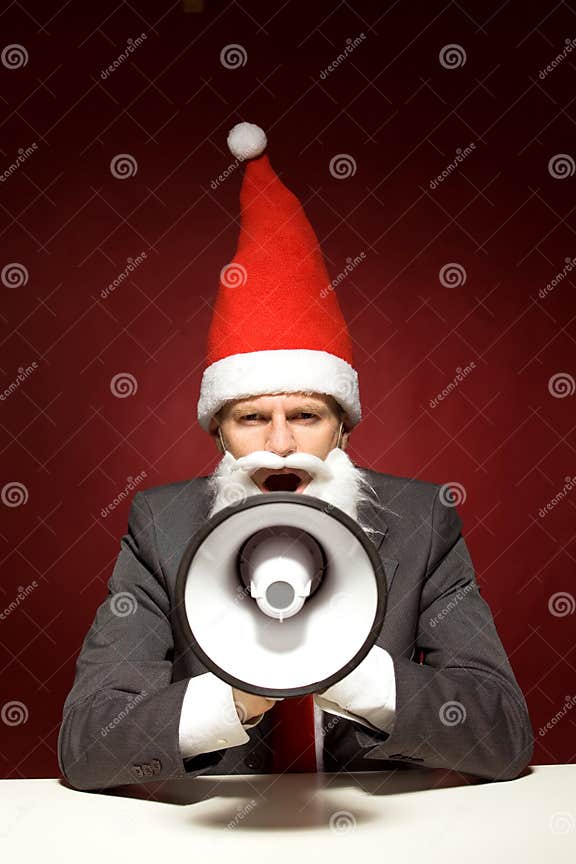 Santa Shouting through Megaphone Stock Photo - Image of december ...
