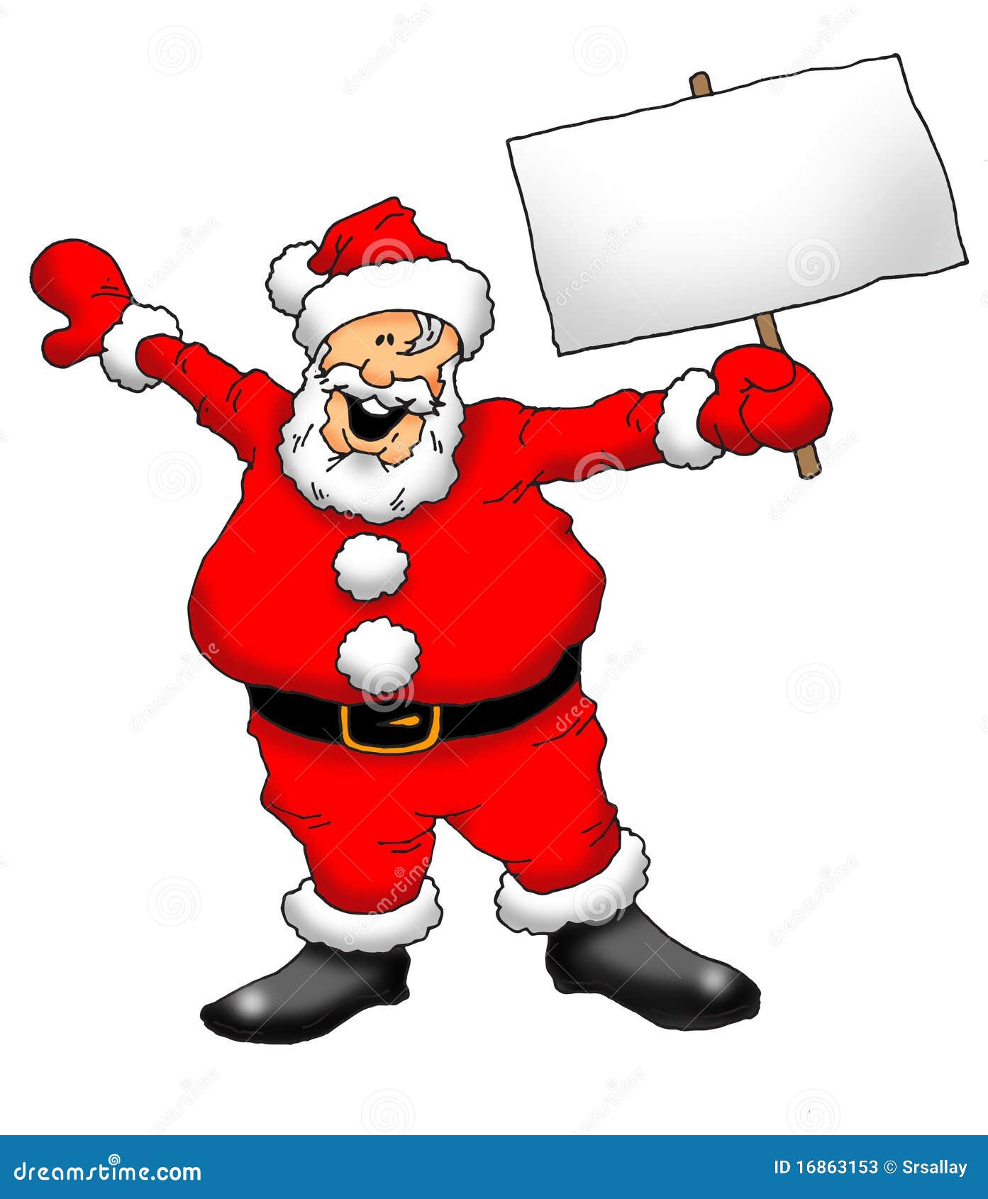 Santa with Sign stock illustration. Illustration of traditional - 16863153