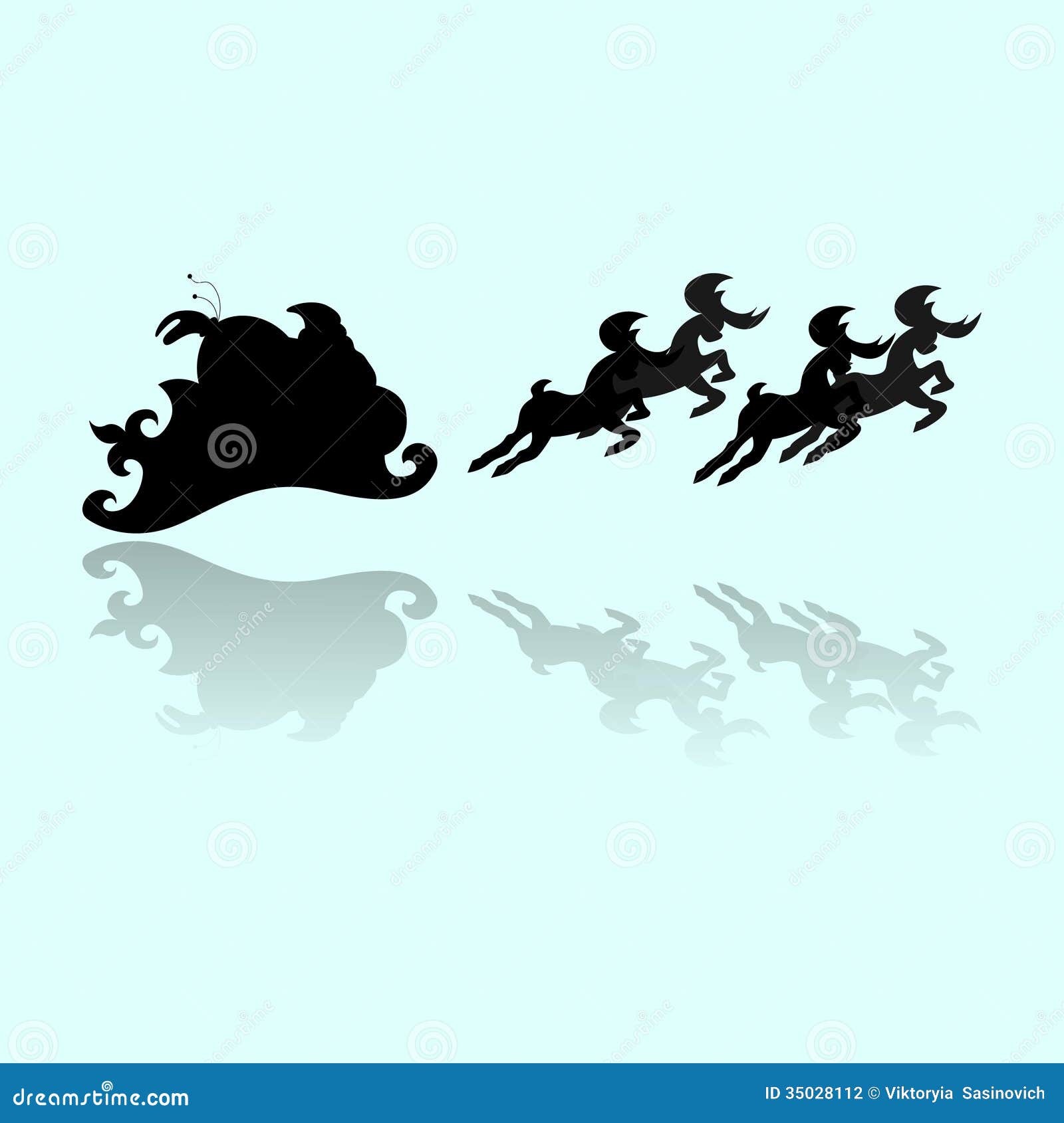 Santa Silhouette and Reflection Stock Vector - Illustration of back ...