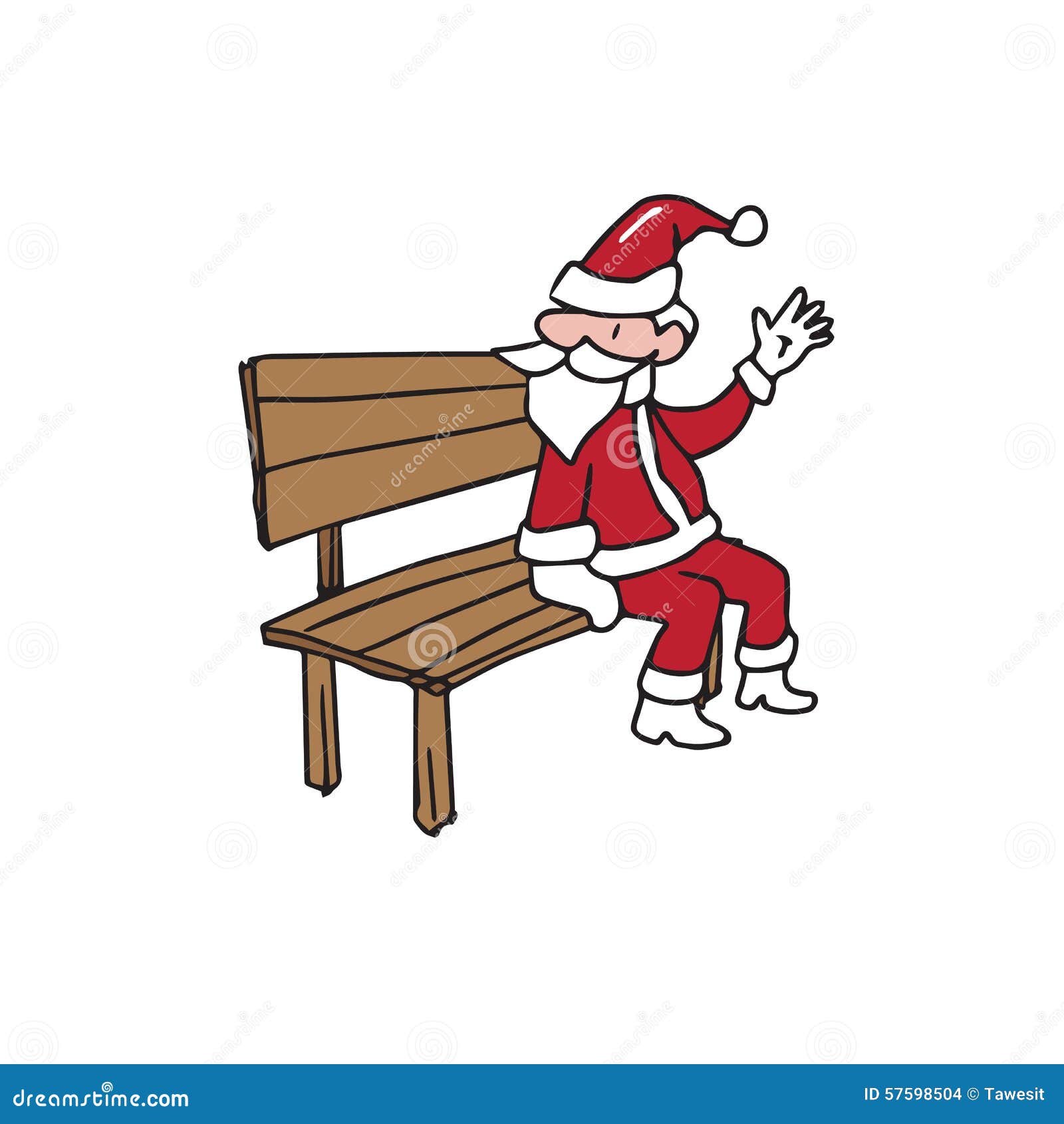 Santa Sitting on Bench Says Hi Stock Vector - Illustration of vector ...