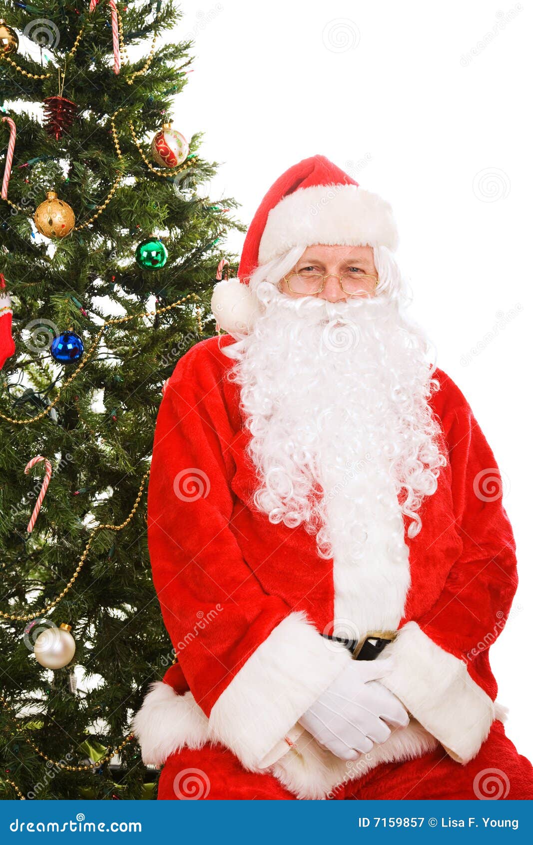 Santa Sitting Under Christmas Tree Stock Image - Image of christmas ...