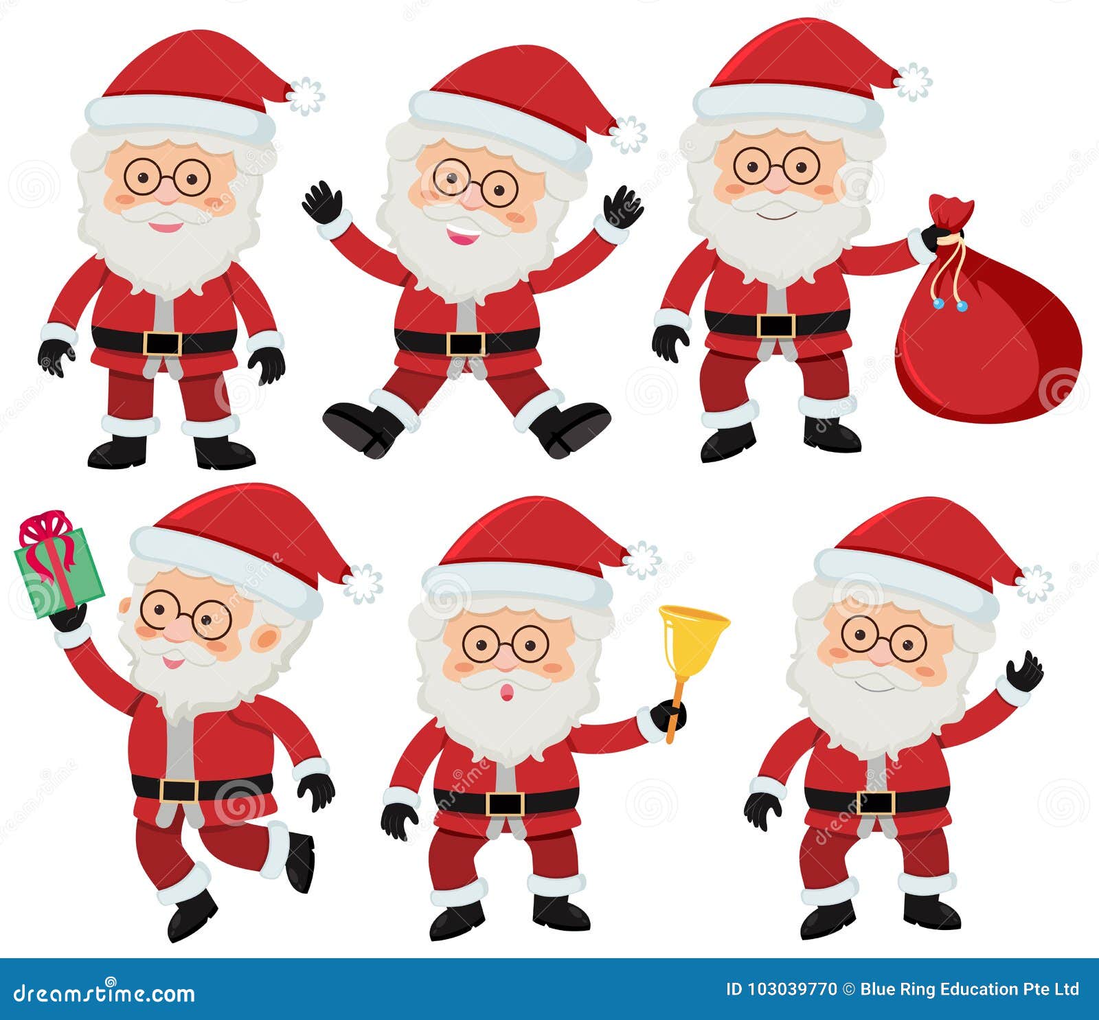 Santa in six actions stock vector. Illustration of holiday - 103039770