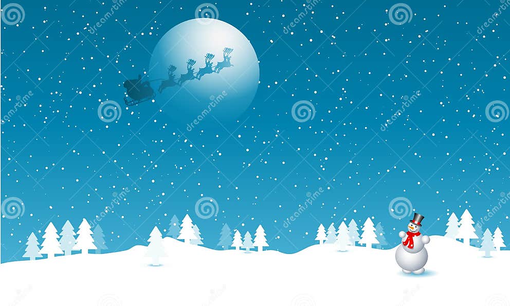 Santa in the sky stock vector. Illustration of snowman - 11491981
