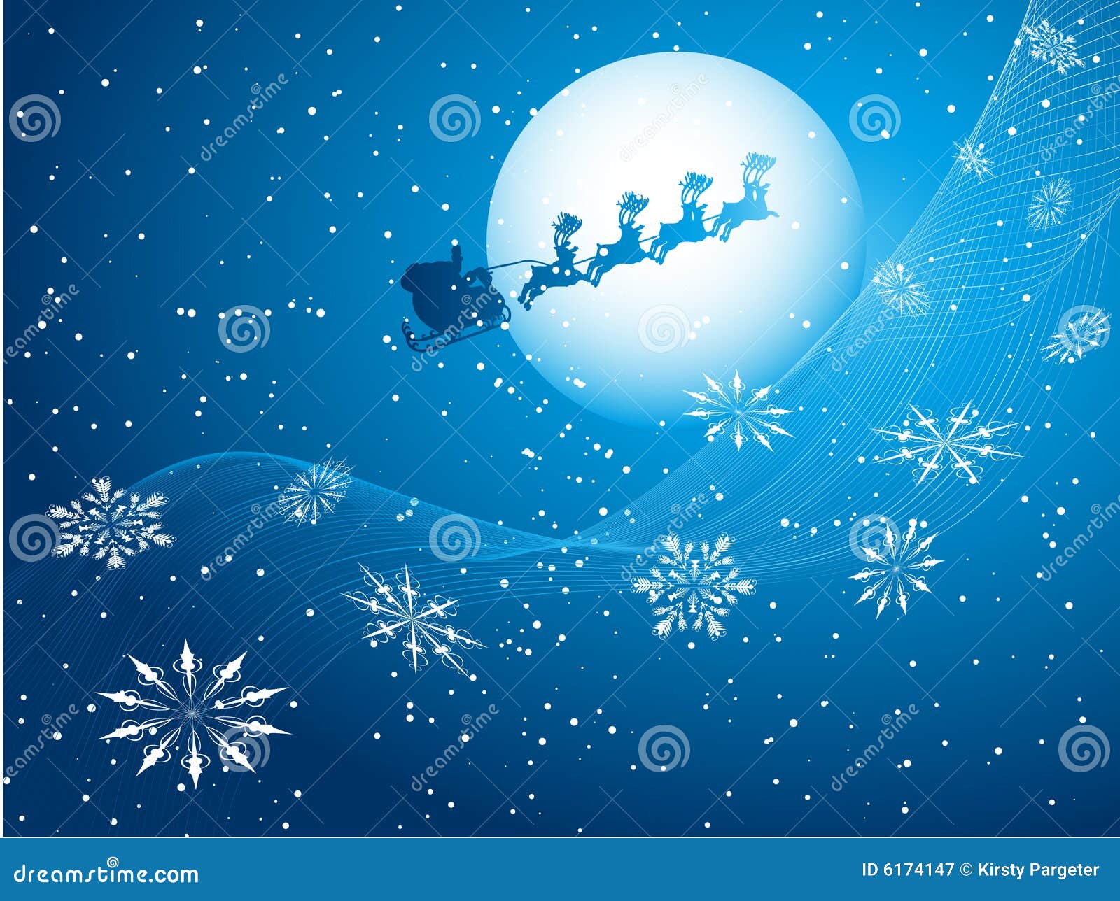 Santa in the sky stock vector. Illustration of winter - 6174147