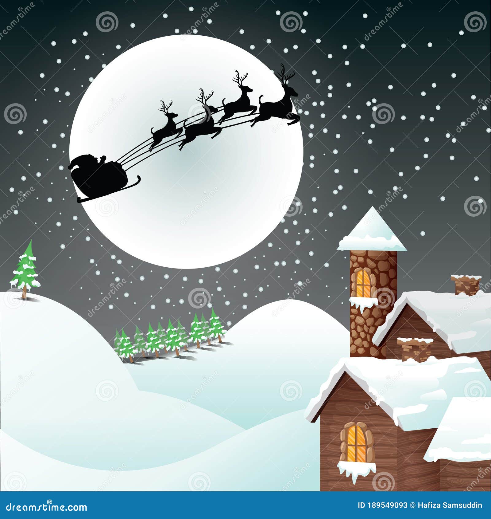 Santa in the Sky. Vector Illustration Decorative Design Stock Vector ...