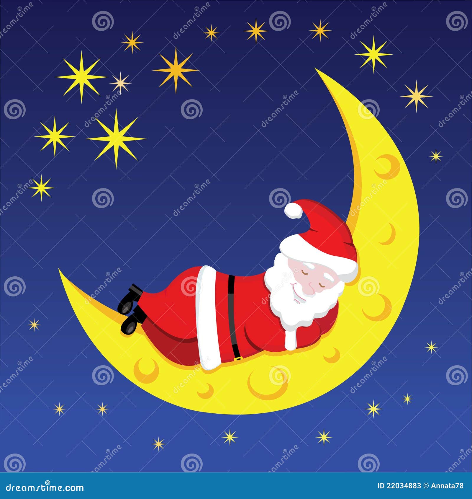 Santa sleeping on the moon stock vector. Illustration of sleeping ...