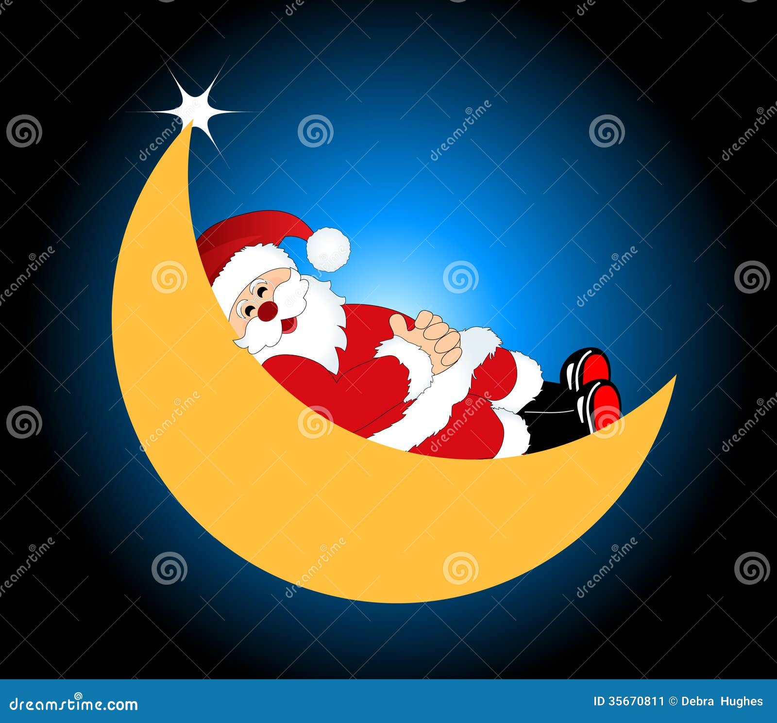 Santa sleeping on the moon stock vector. Illustration of graphic - 35670811