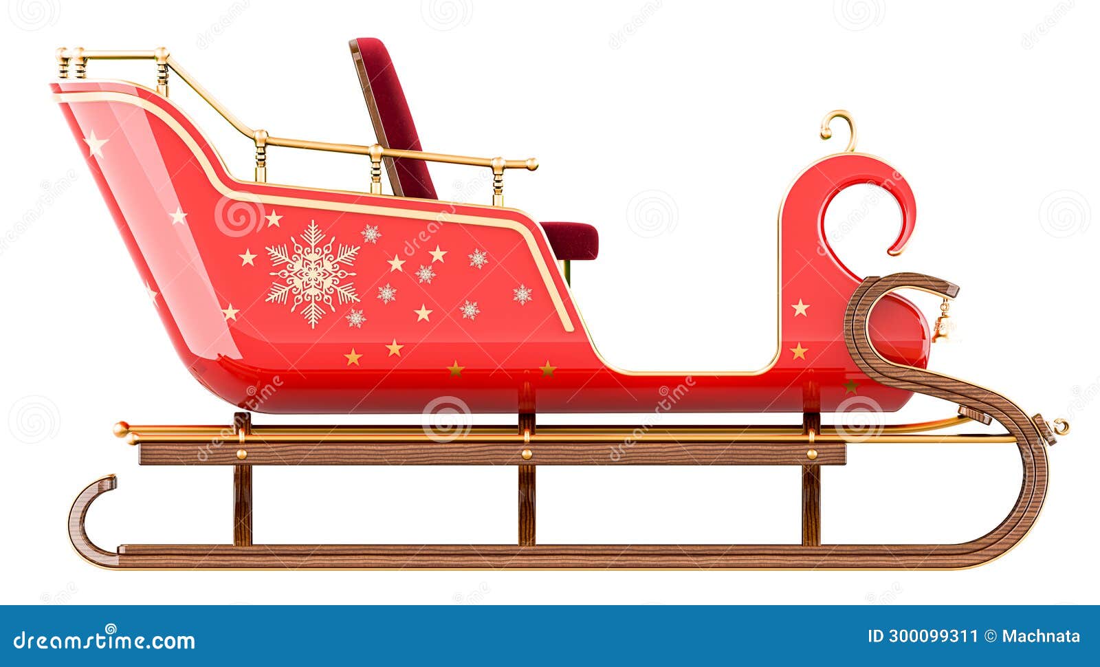 Santa Sleigh, Side View. 3D Rendering Stock Illustration - Illustration ...