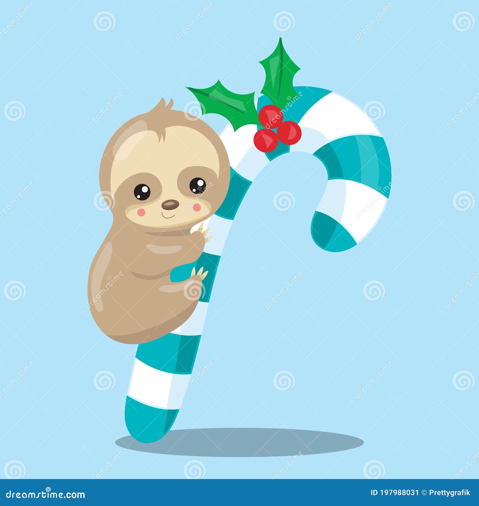 SANTA SLOTH CANDY 08 stock vector. Illustration of candy - 197988031