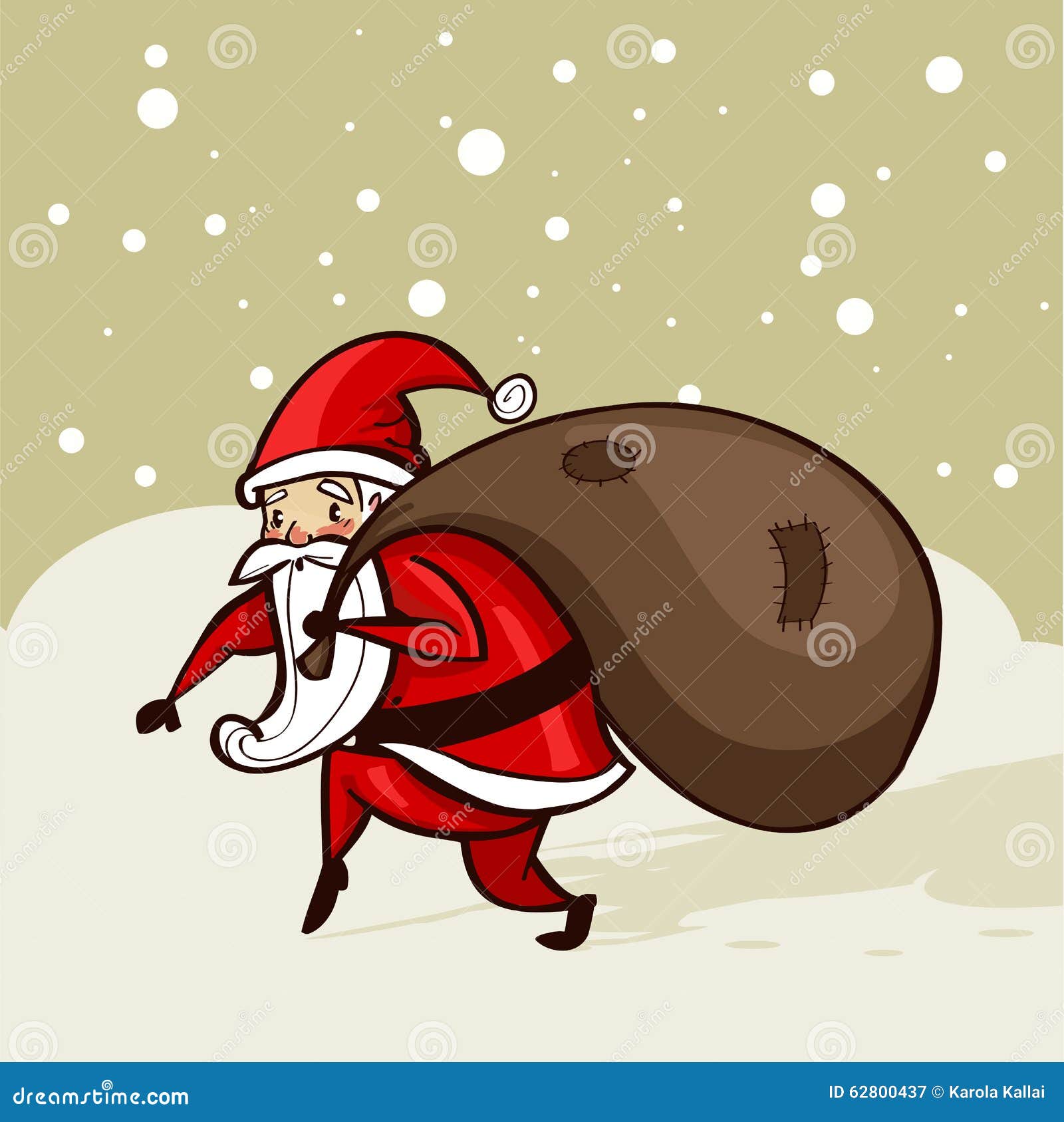 Santa sneaking in the snow stock vector. Illustration of vector - 62800437
