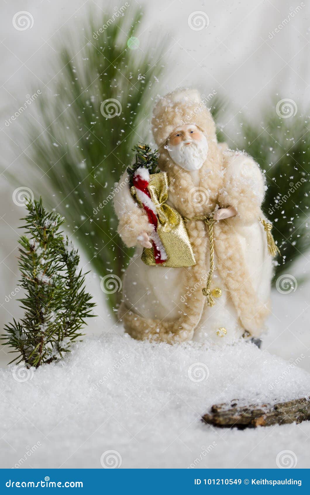 Santa in the snow fall stock image. Image of merry, pole - 101210549