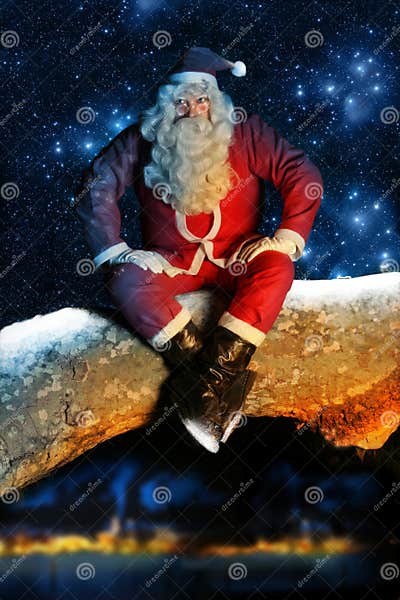 Santa and Snow at night stock photo. Image of clause, christmas - 7201508