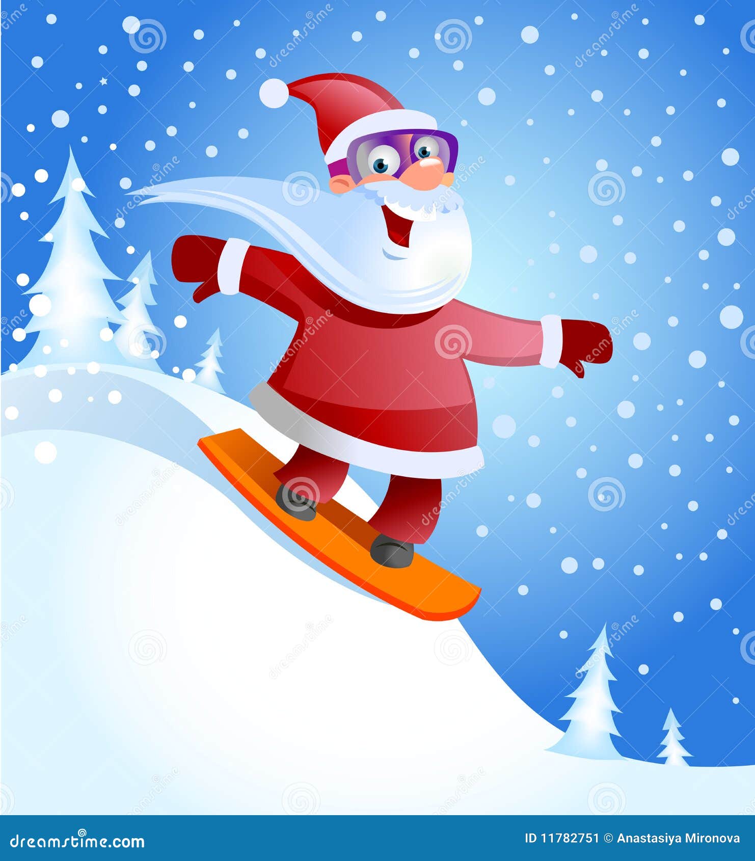 Santa on a snowboard stock vector. Illustration of holiday - 11782751