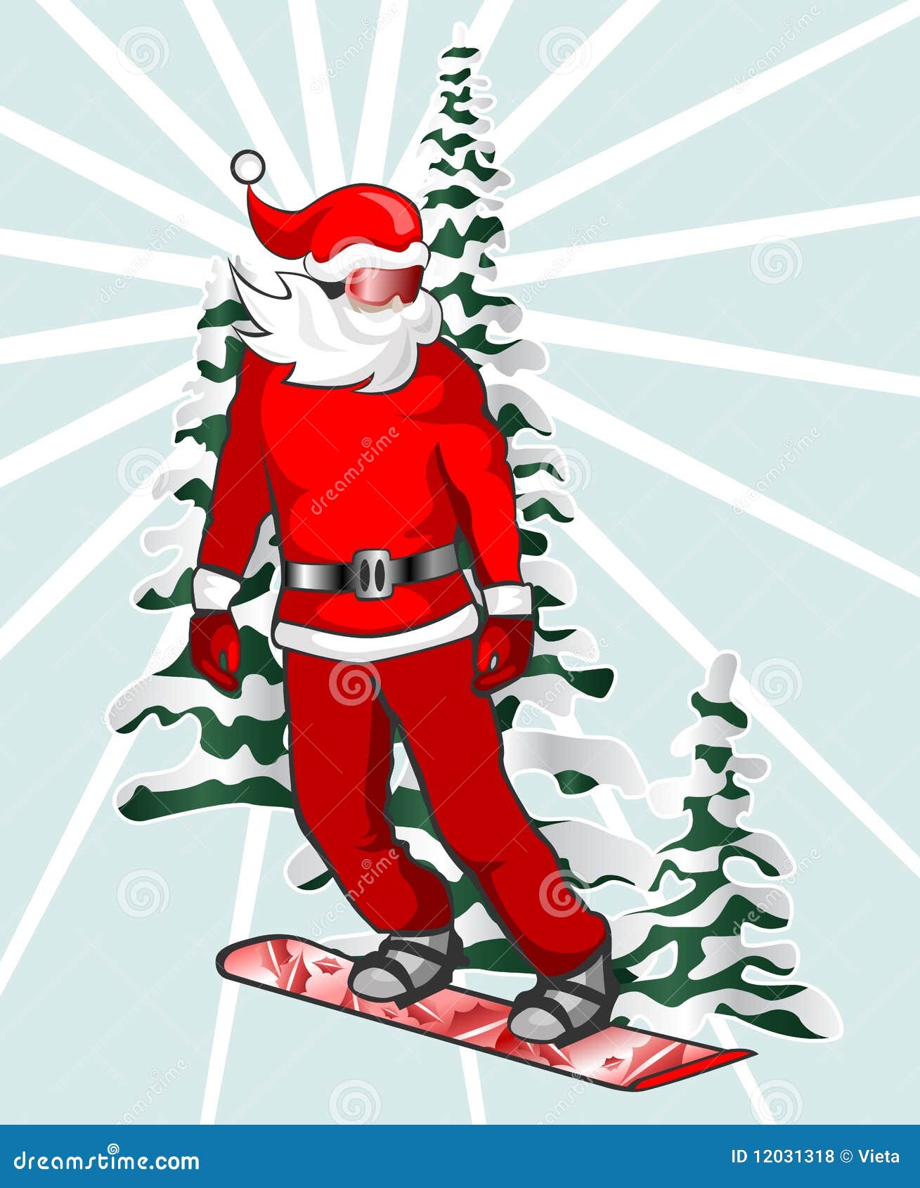 Santa snowboarding stock vector. Illustration of ride - 12031318