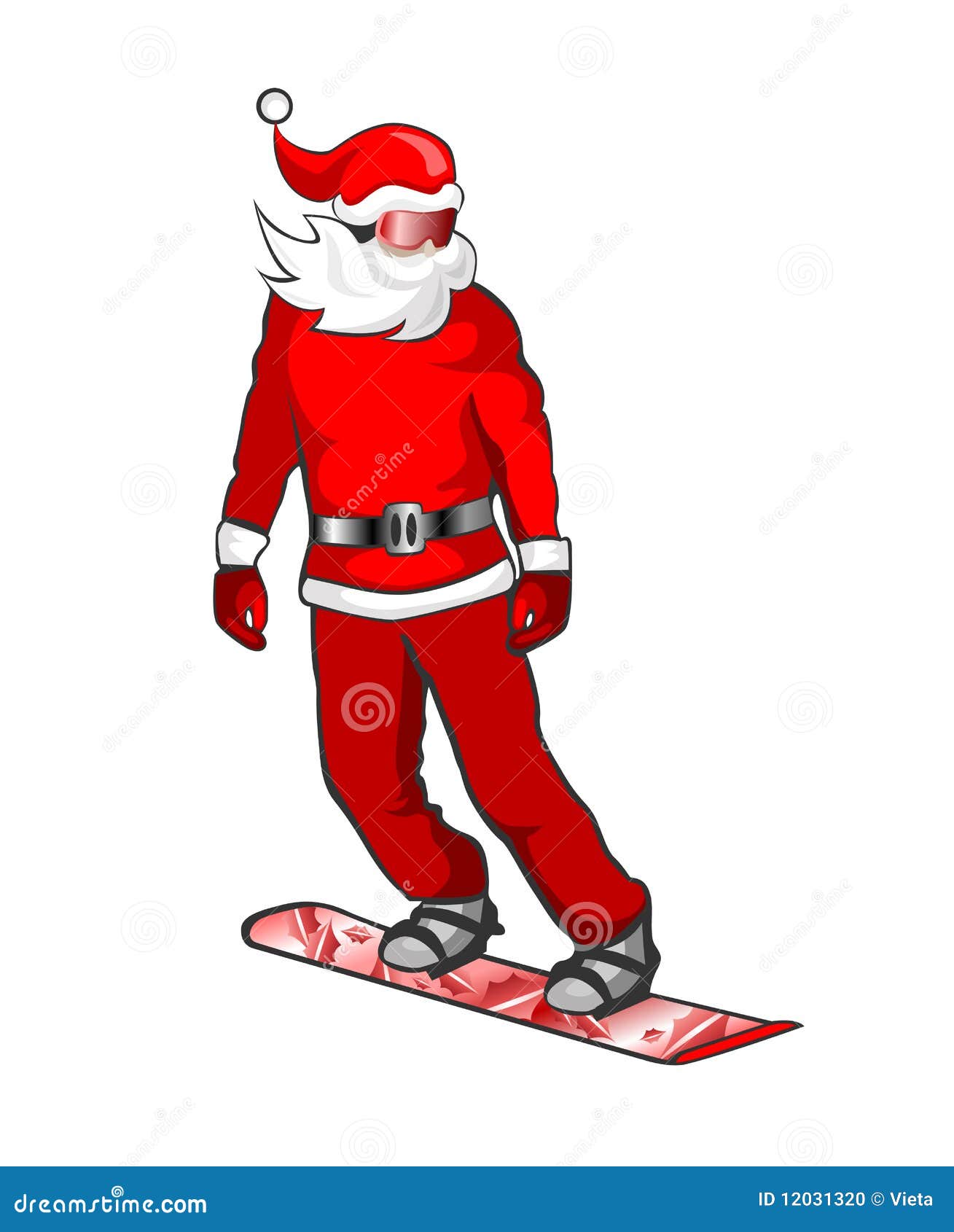 Santa snowboarding stock vector. Illustration of glide - 12031320