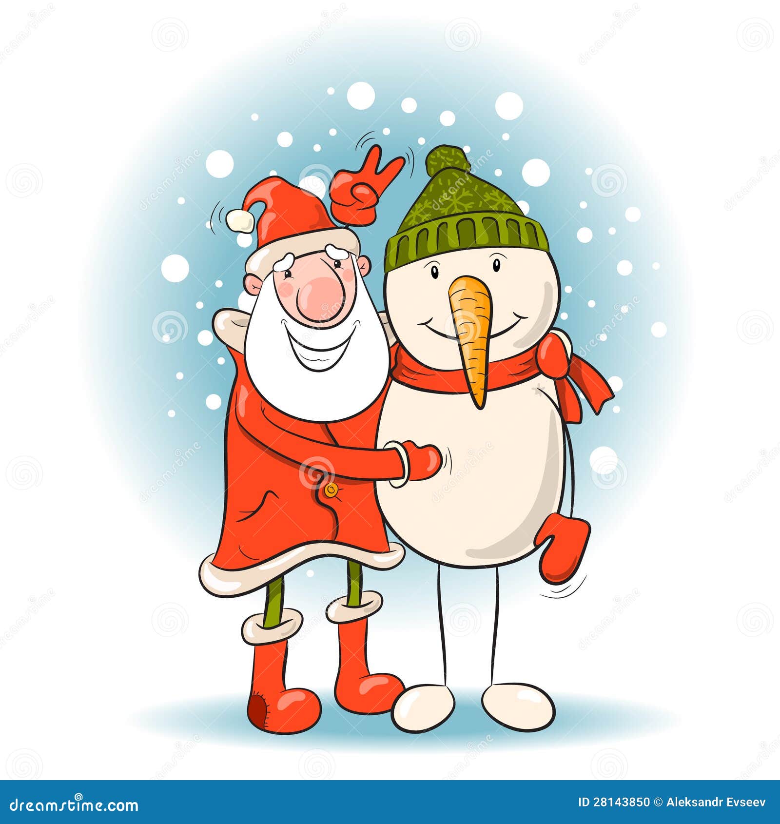 Santa and snowman. stock illustration. Illustration of seasonal - 28143850