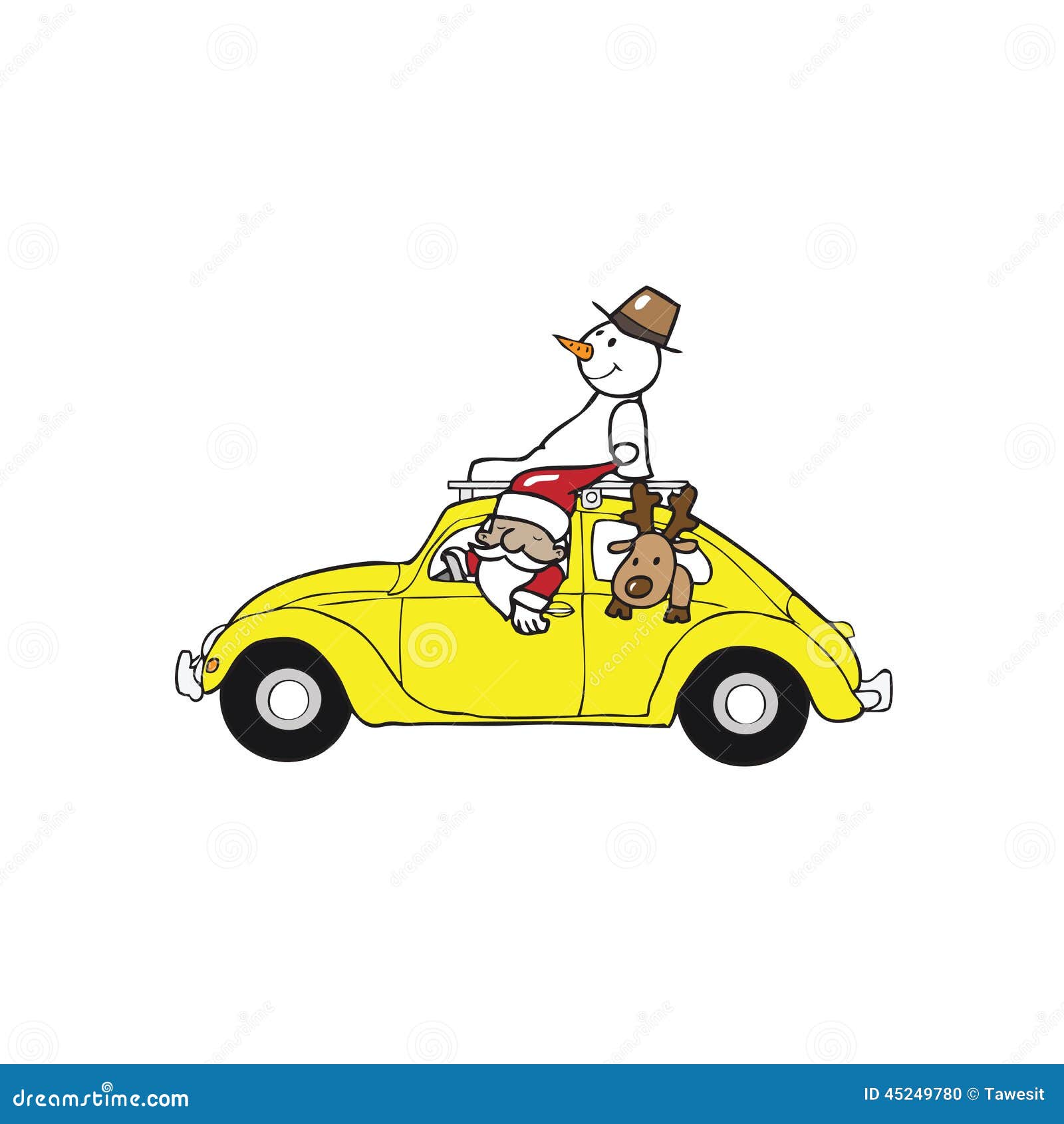 Santa Snowman Reindeer Beetle Car Stock Vector - Illustration of ...