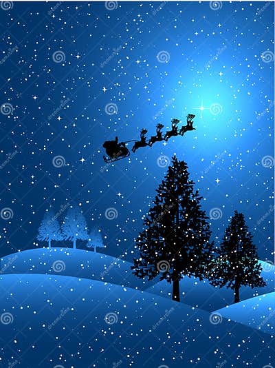 Santa on a snowy night stock vector. Illustration of santa - 6308304