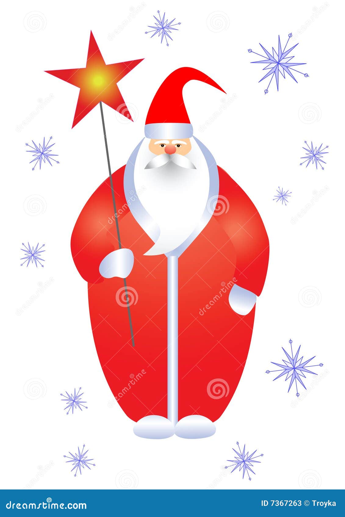 Santa with star. stock vector. Illustration of snow, christmas - 7367263