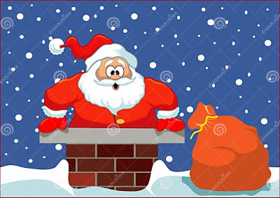 Santa stuck stock vector. Illustration of brick, snow - 27302308