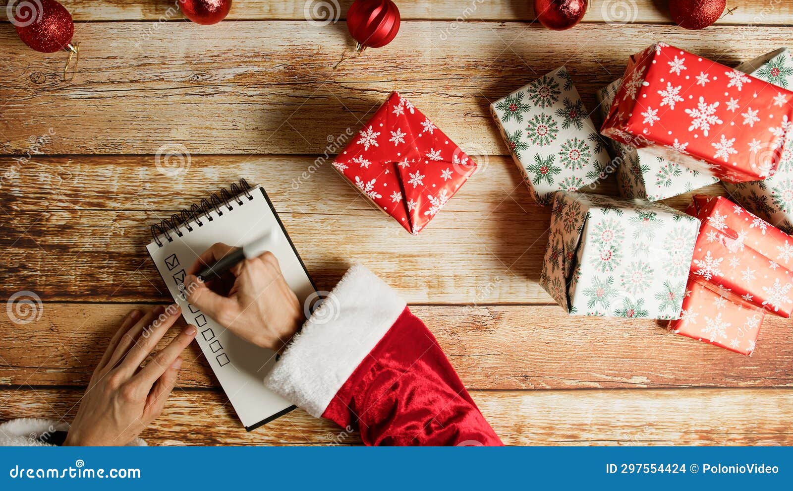 Santa Taking Notes of Christmas Presents, Flat Layer Stock Photo ...