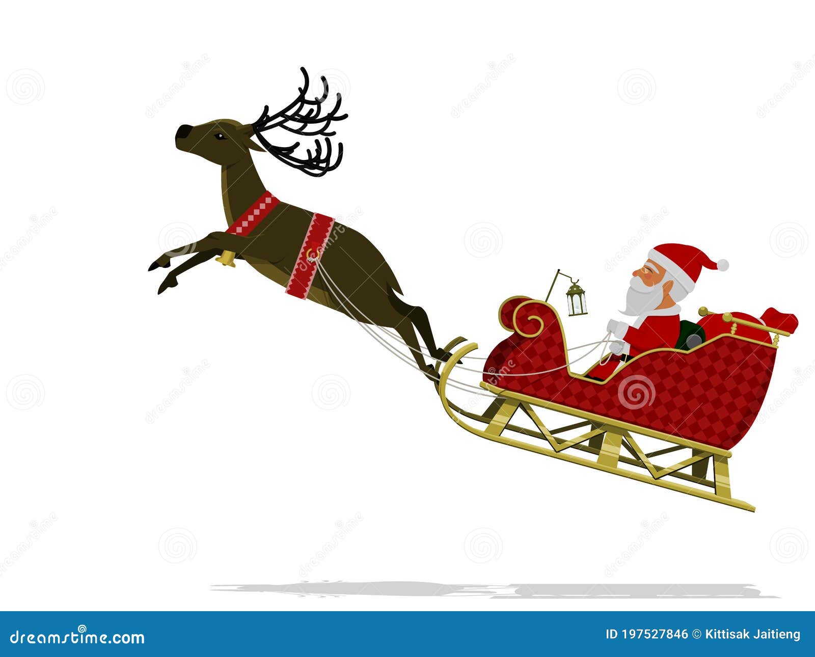 Santa is Taking Off with His Reindeer on Transparent Background Stock ...