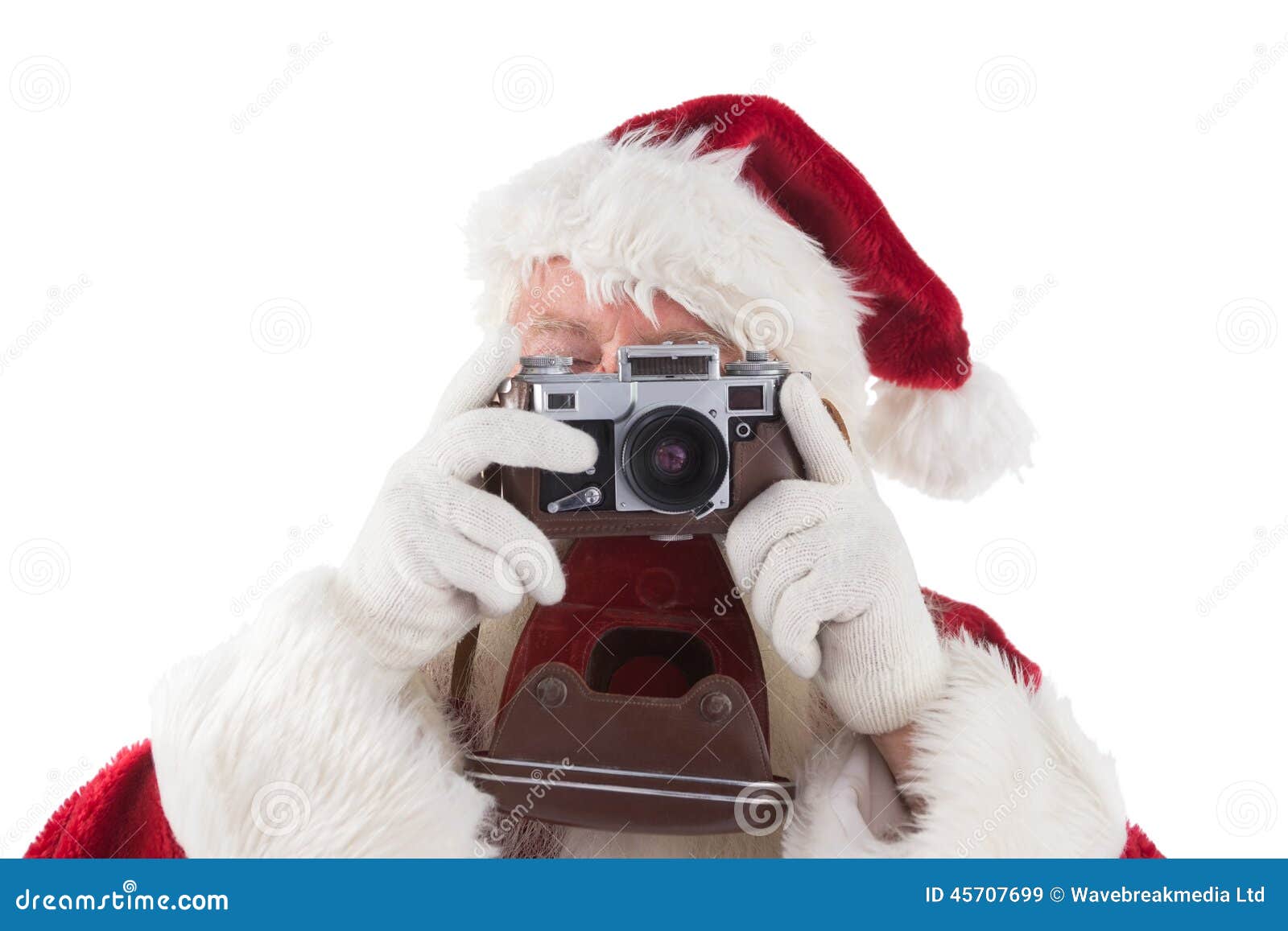 Santa is taking a picture stock image. Image of time - 45707699