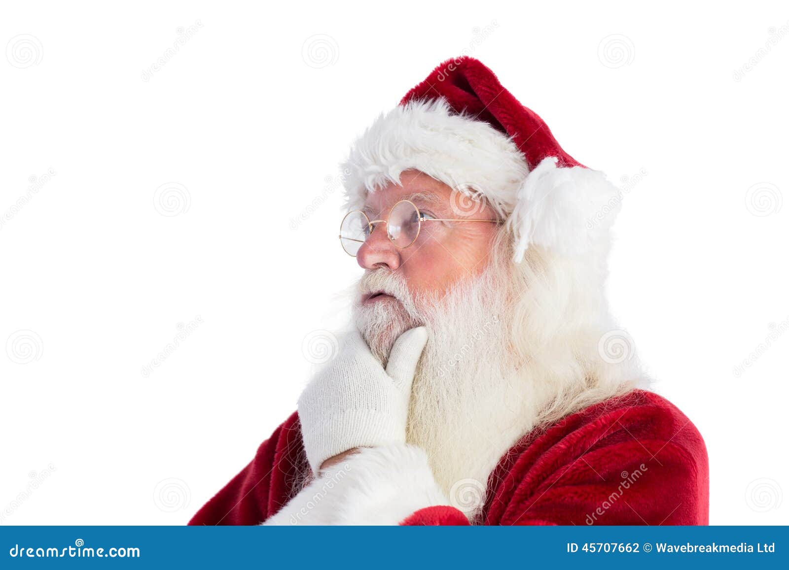 Santa is Thinking about Something Stock Photo - Image of looking, claus ...