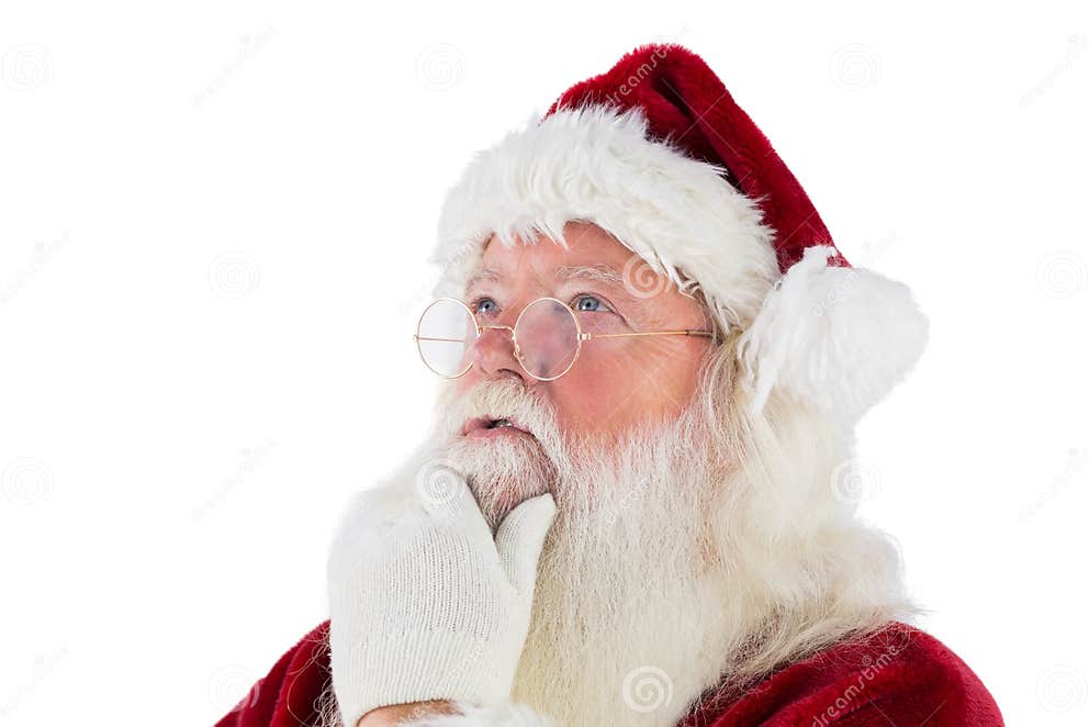 Santa is Thinking about Something Stock Photo - Image of santa ...