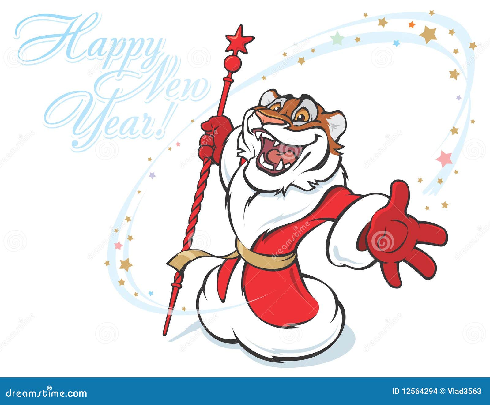 Santa Tiger stock vector. Illustration of mammals, present - 12564294