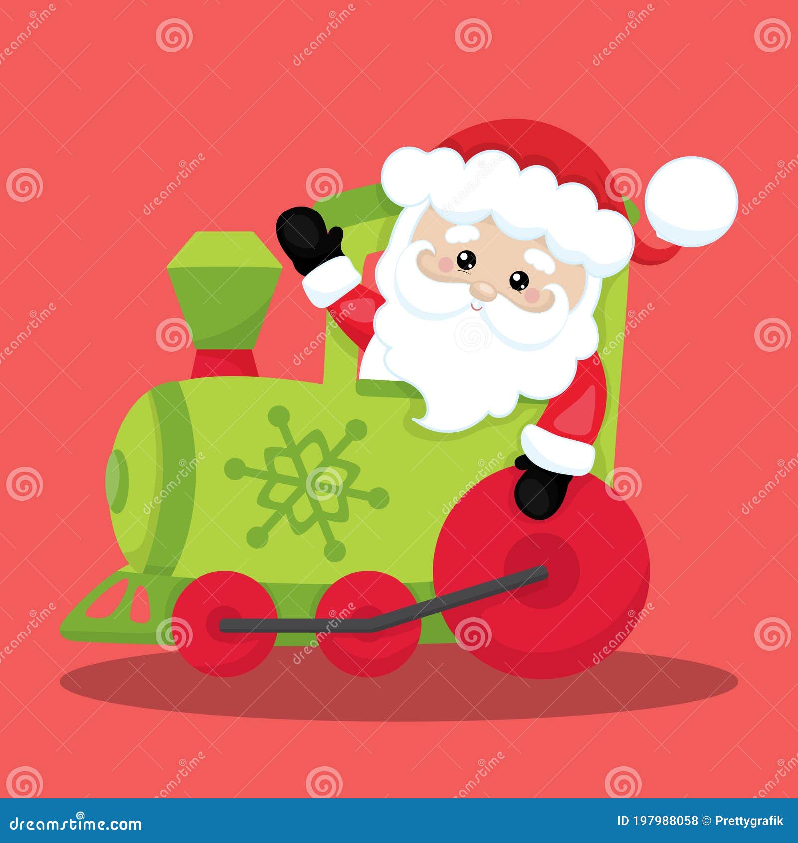 Santa And Train Cartoon Vector | CartoonDealer.com #81512389