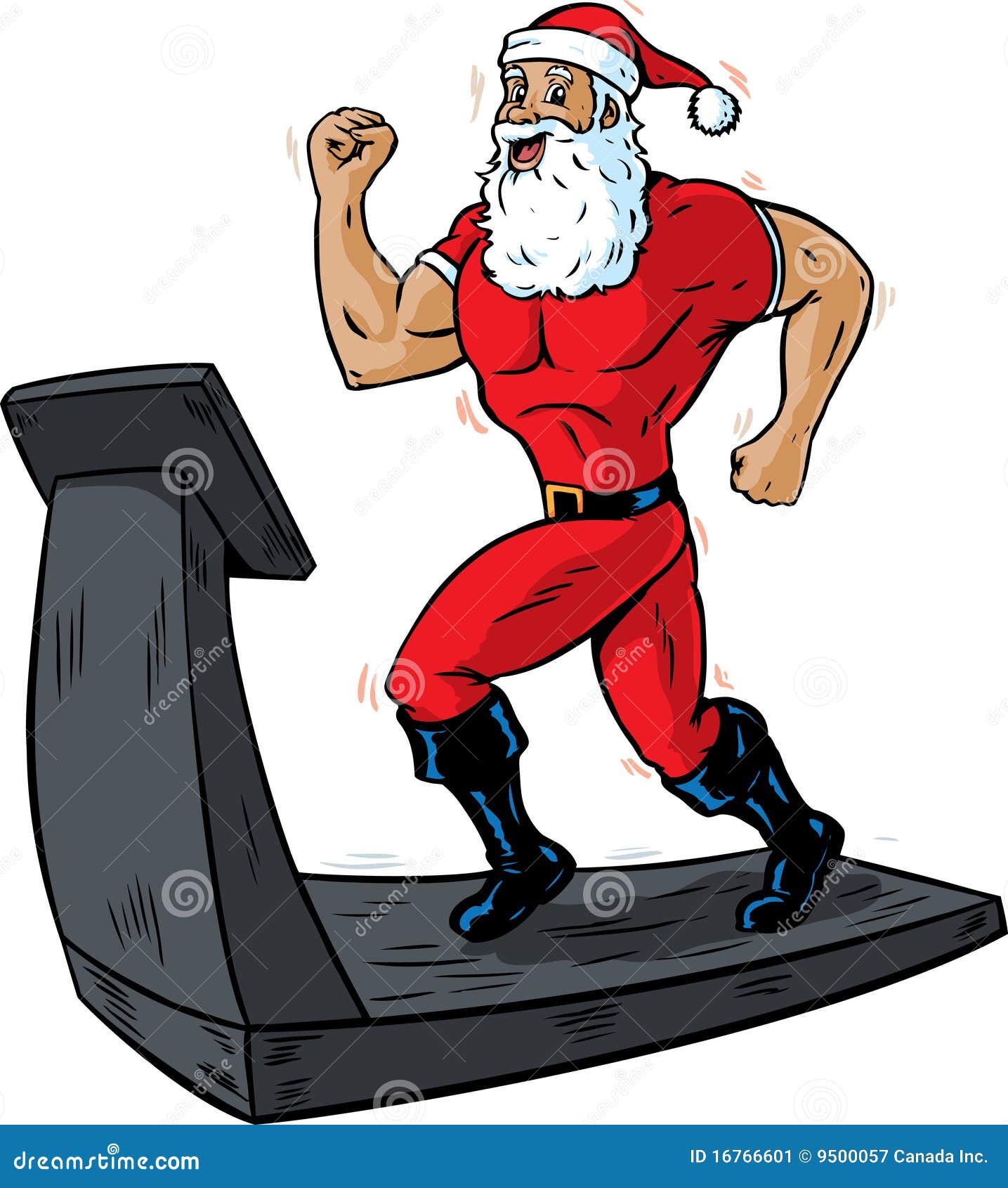 Santa on a treadmill stock vector. Illustration of biceps - 16766601