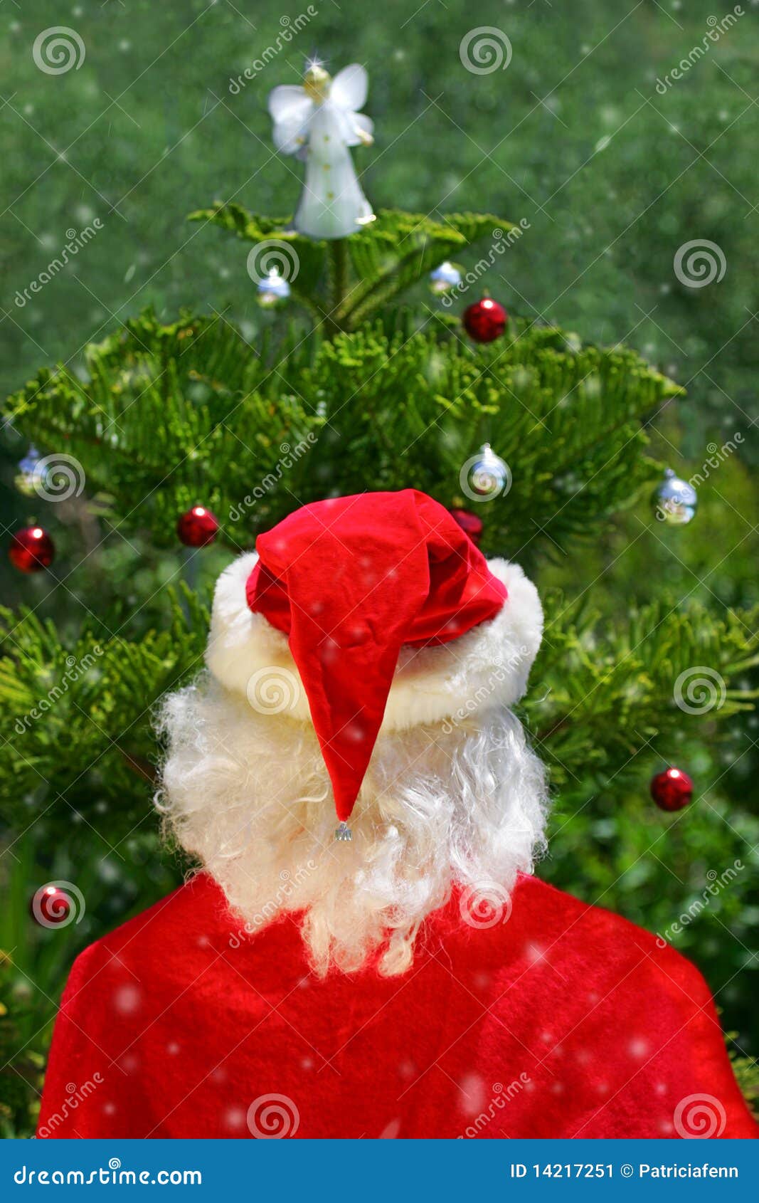 Santa and tree stock image. Image of flakes, december - 14217251