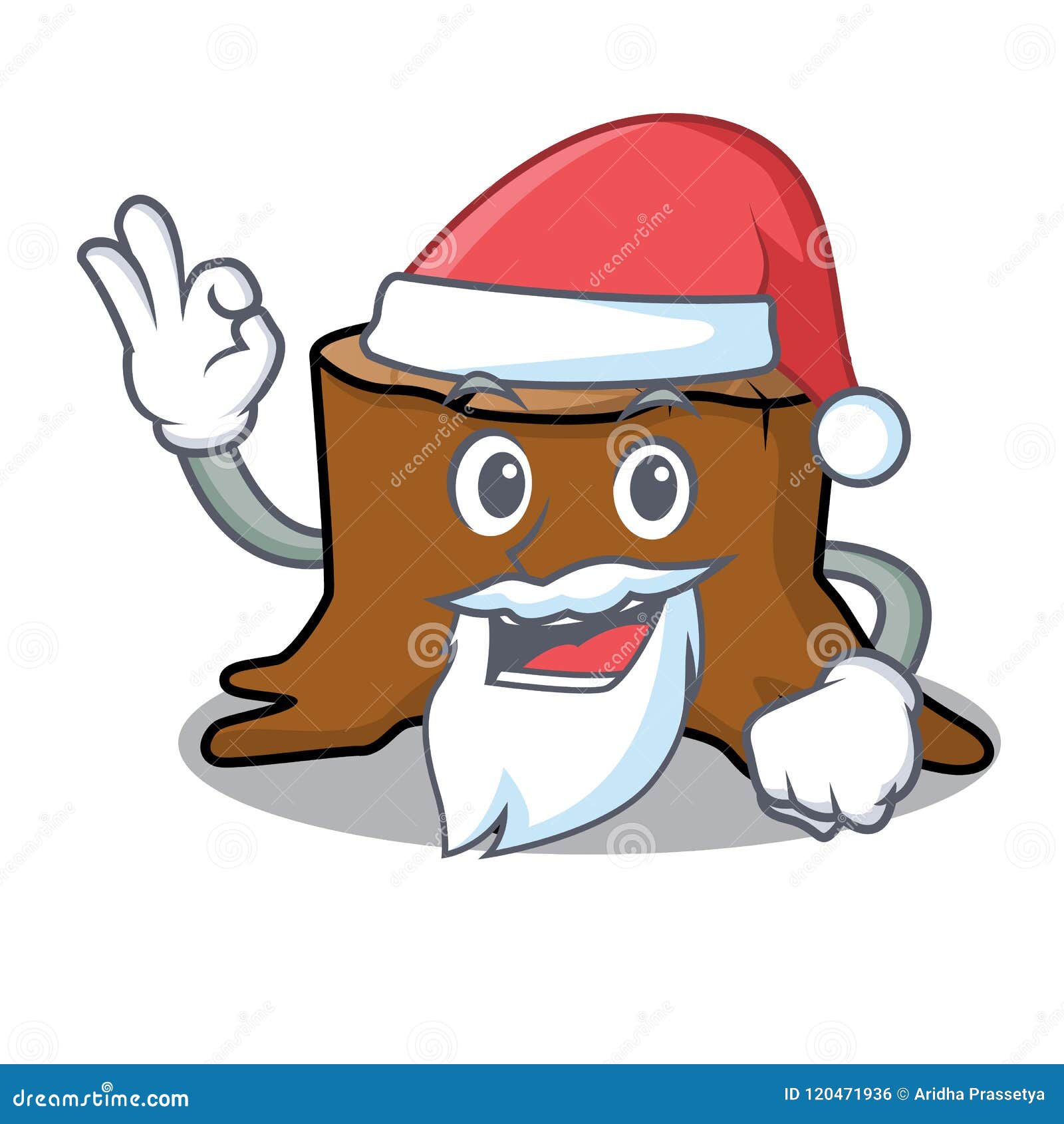 Santa Tree Stump Mascot Cartoon Stock Vector - Illustration of cute ...