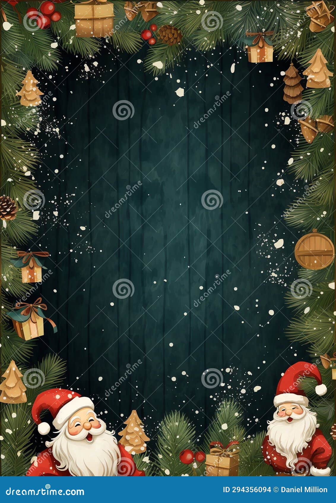 Santa Tree Toppers Watercolor Winter Border Stock Illustration ...