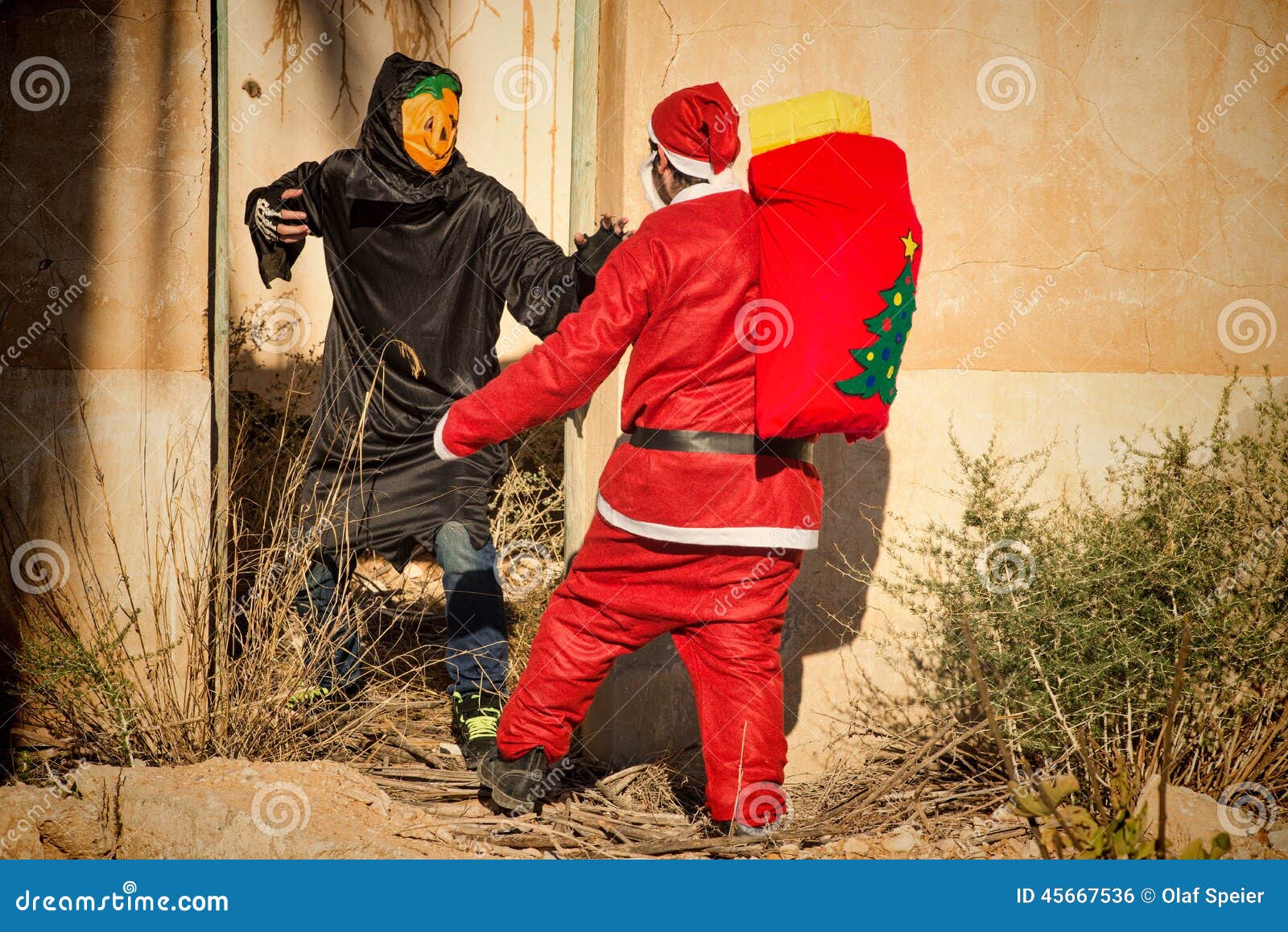 Santa in trouble stock photo. Image of shocked, frighten - 45667536