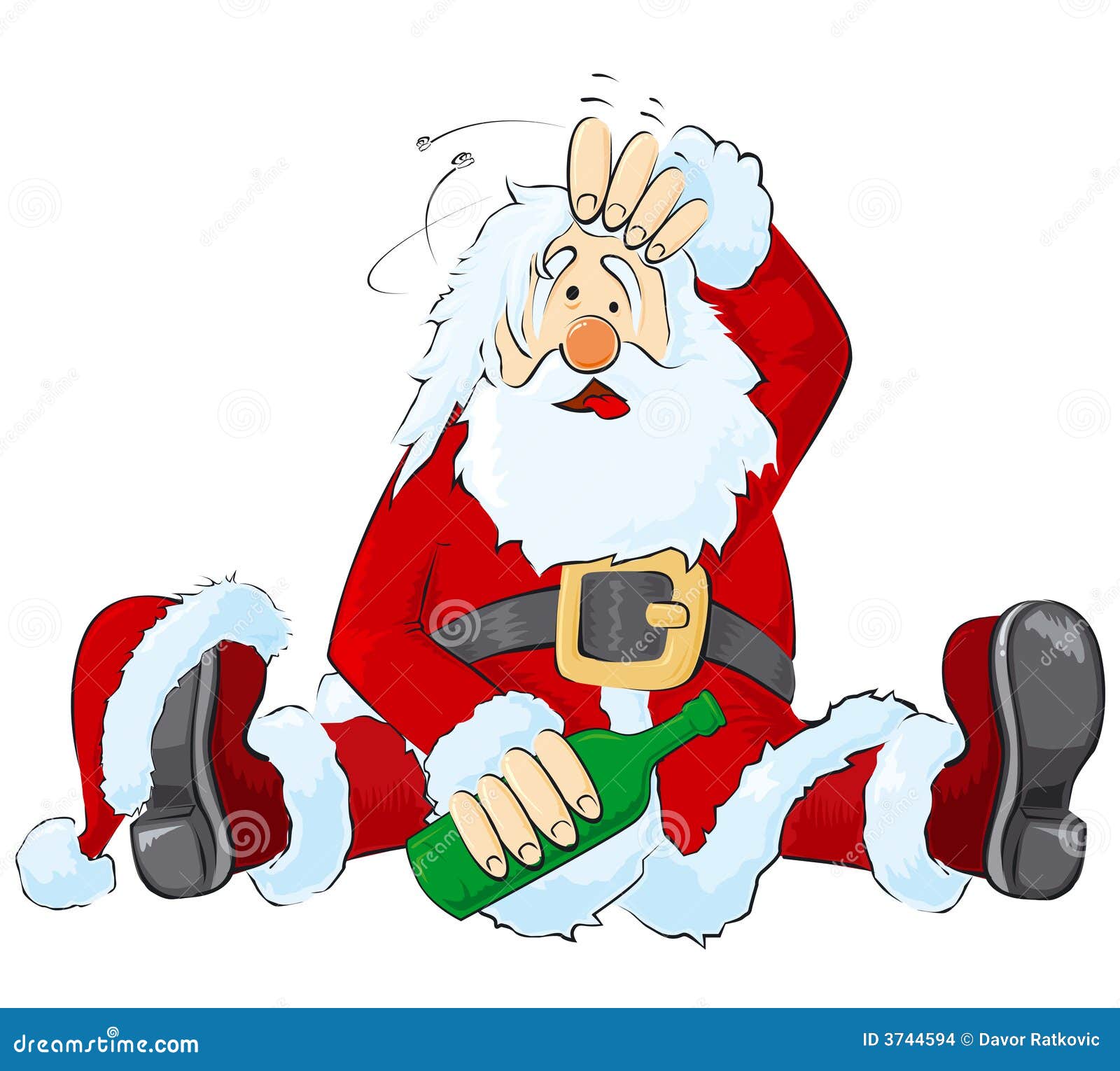 Santa ubriaca illustrazione vettoriale. Illustrazione di ubriaco - 3744594