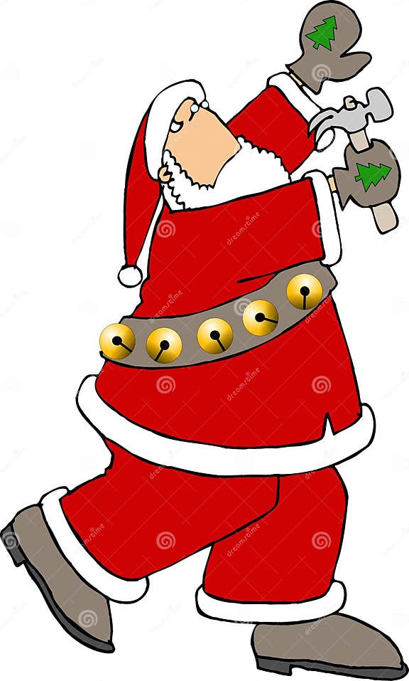 Santa using a hammer stock illustration. Illustration of santa - 47216