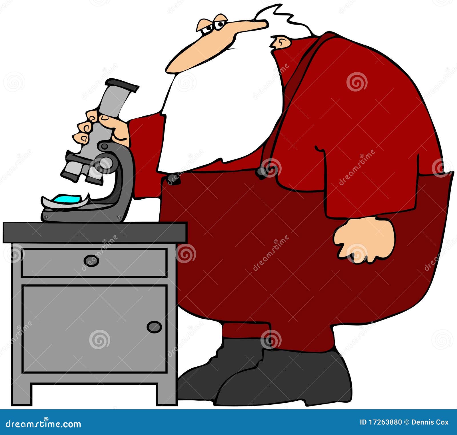 Santa Using a Microscope stock illustration. Illustration of yule ...