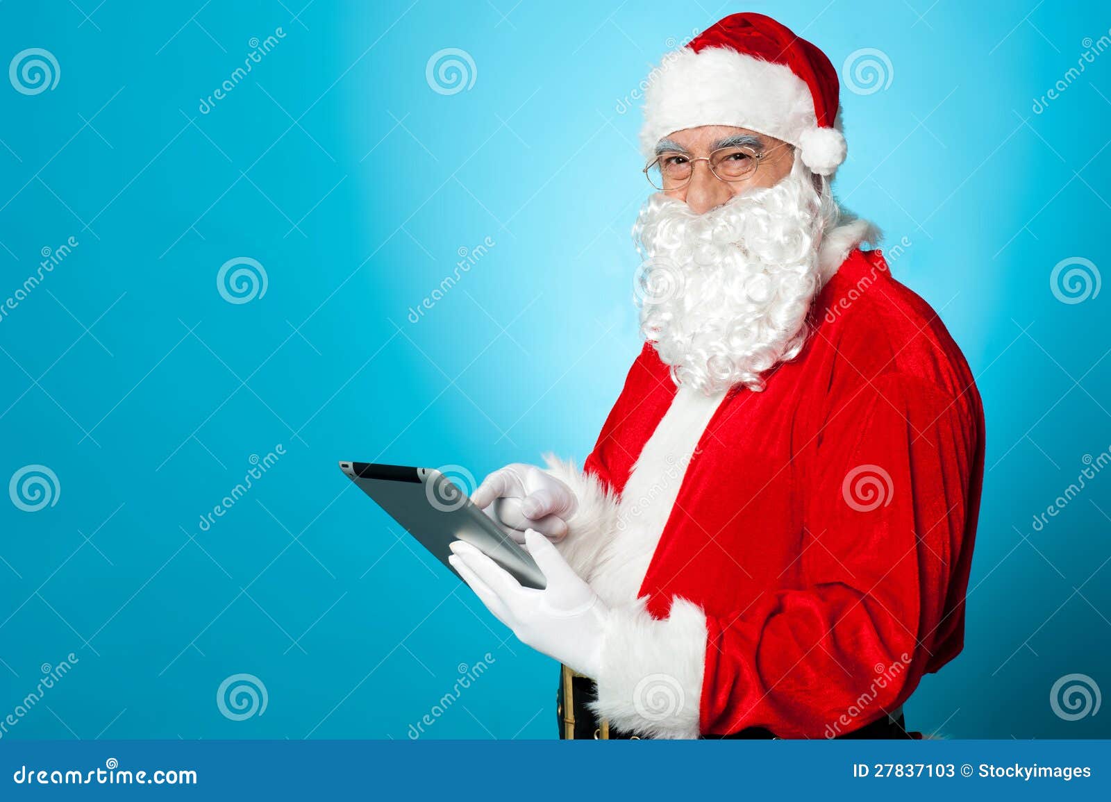 Santa Using Newly Launched Electronic Tablet Stock Image - Image of ...