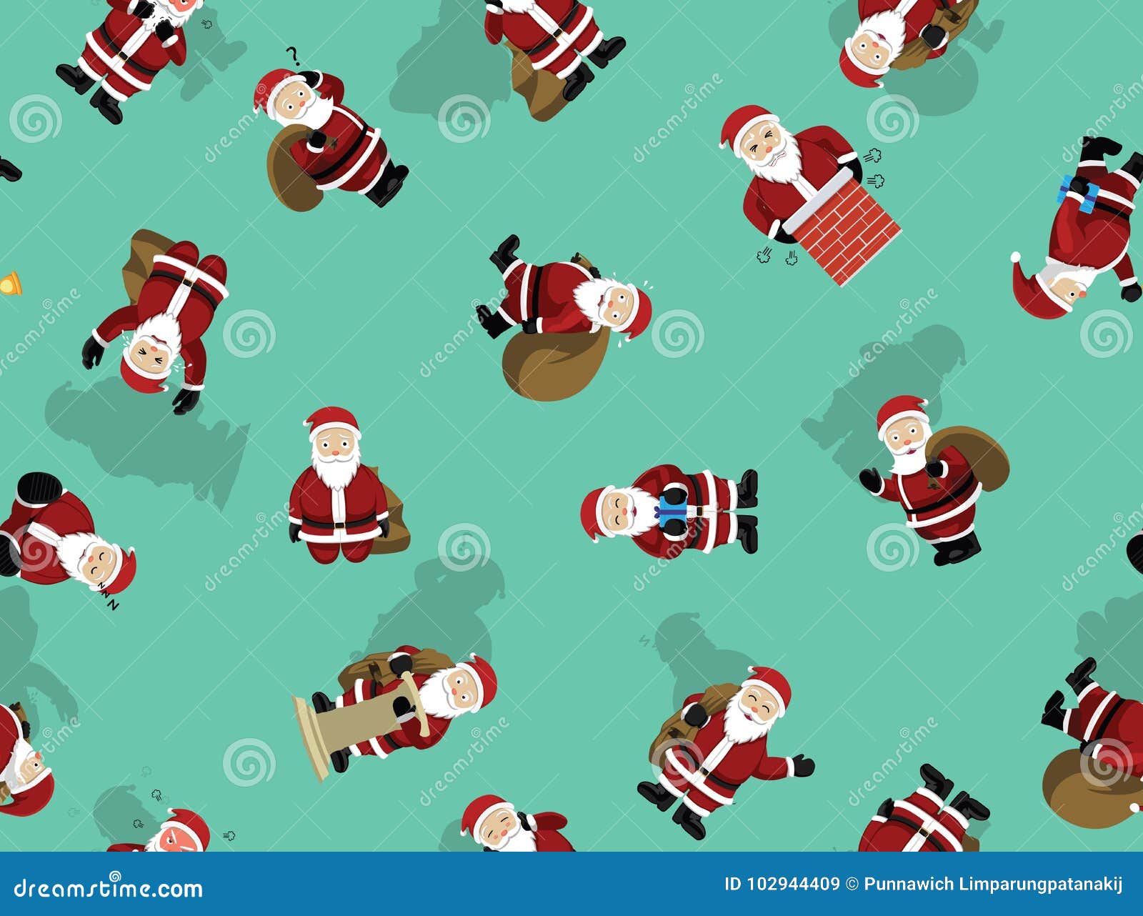 Santa Various Poses Background Seamless Tapet Vektor Illustrationer ...