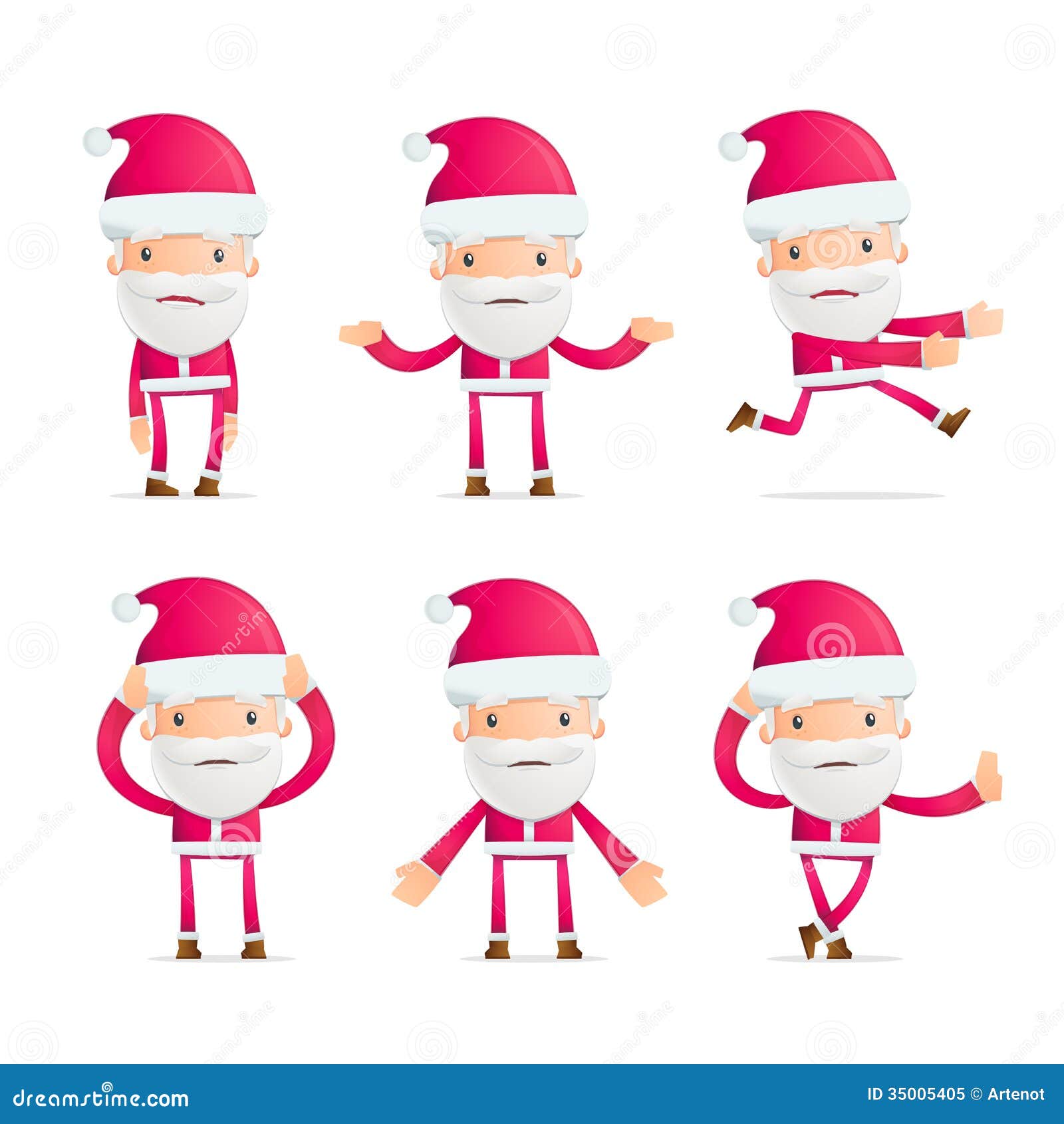 Santa in various poses stock vector. Illustration of expression - 35005405