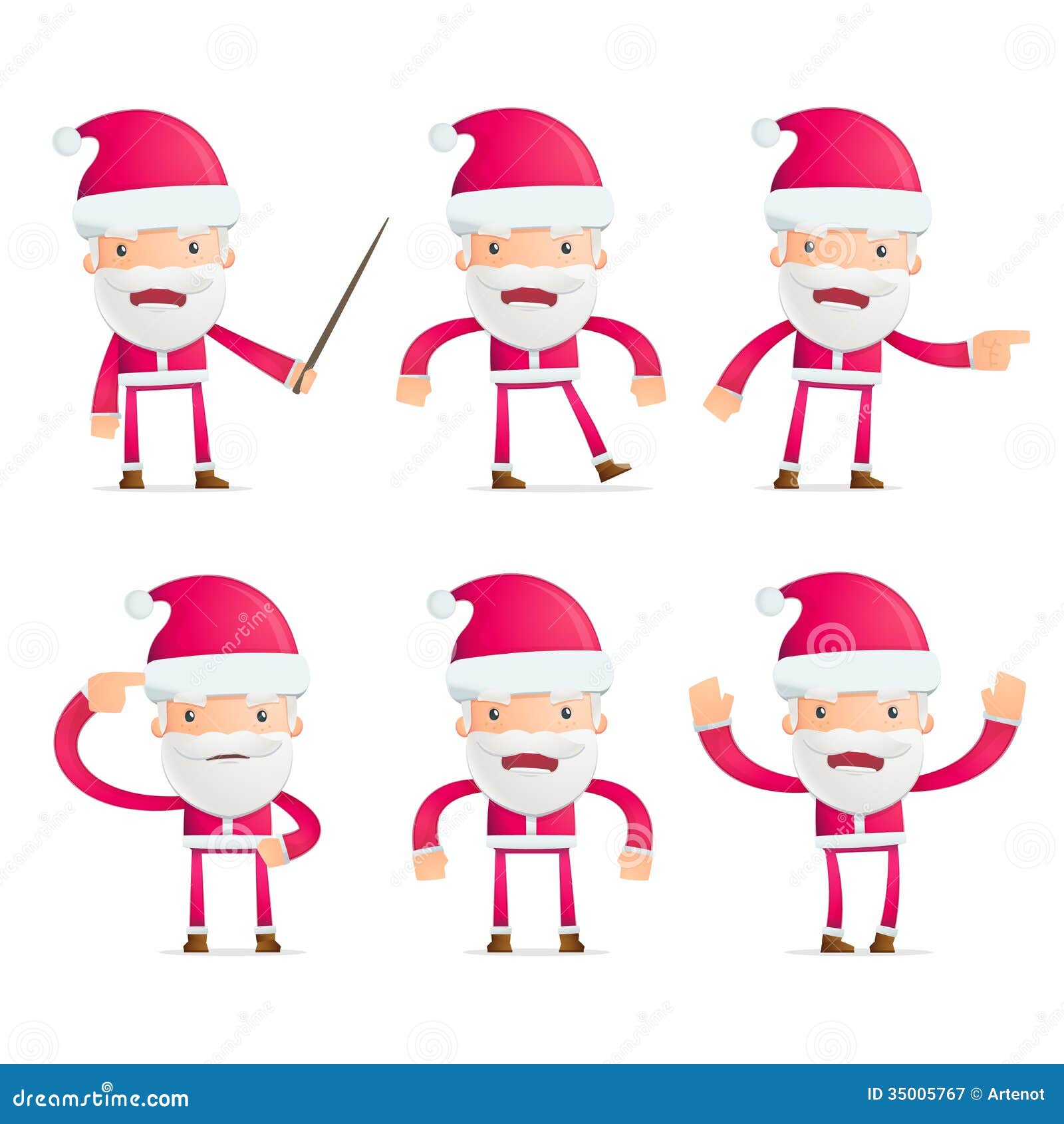 Santa in various poses stock vector. Illustration of celebration - 35005767