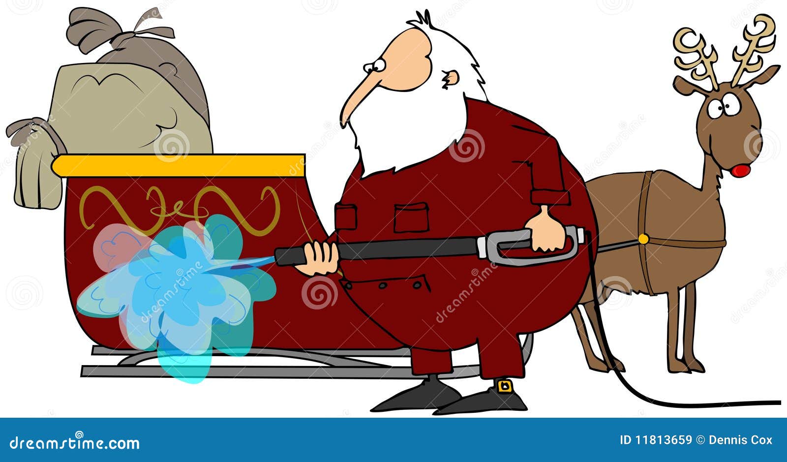 Santa Washing His Sleigh stock illustration. Illustration of christmas ...