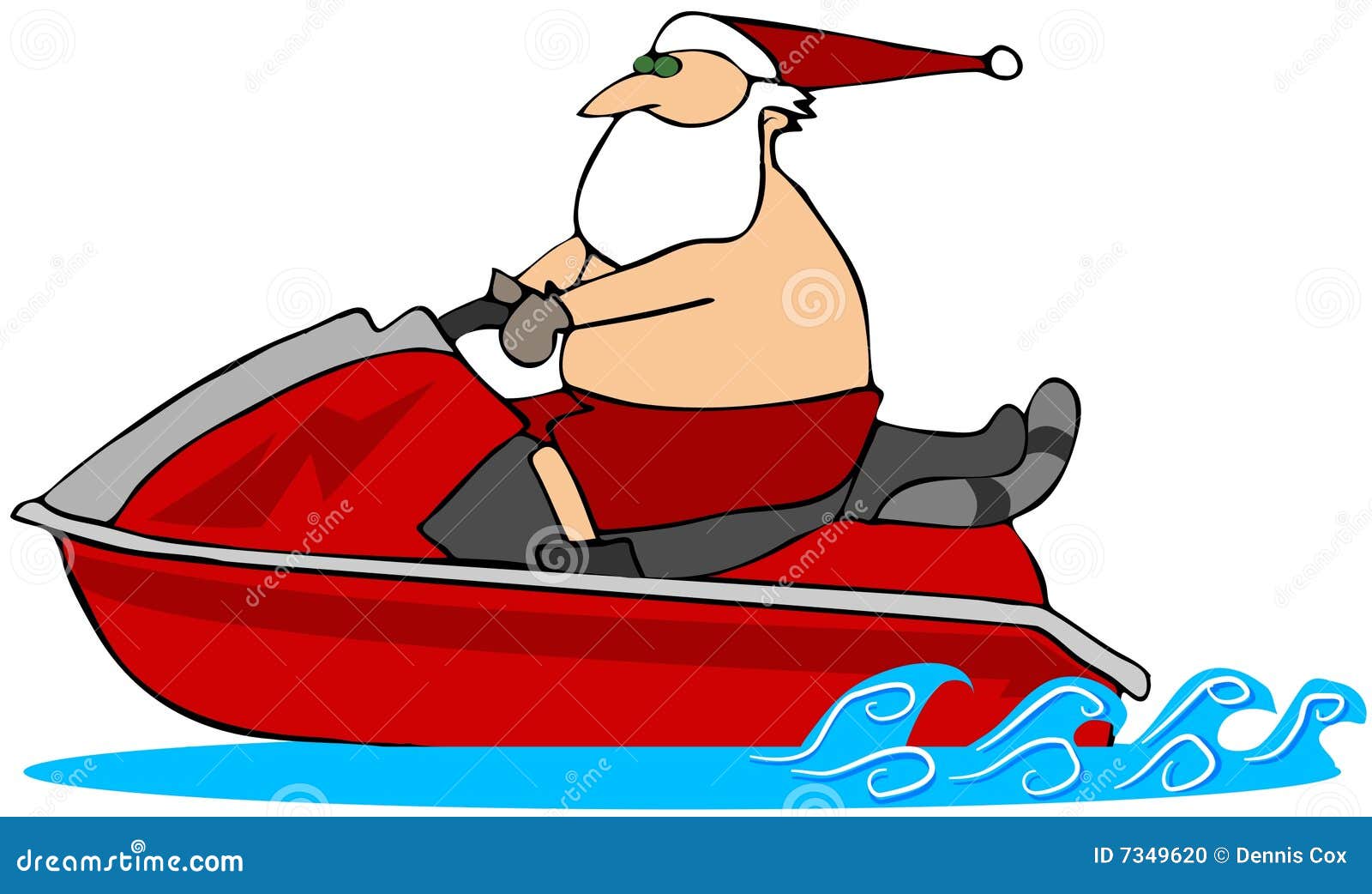 Santa on a Waverunner stock illustration. Illustration of male - 7349620