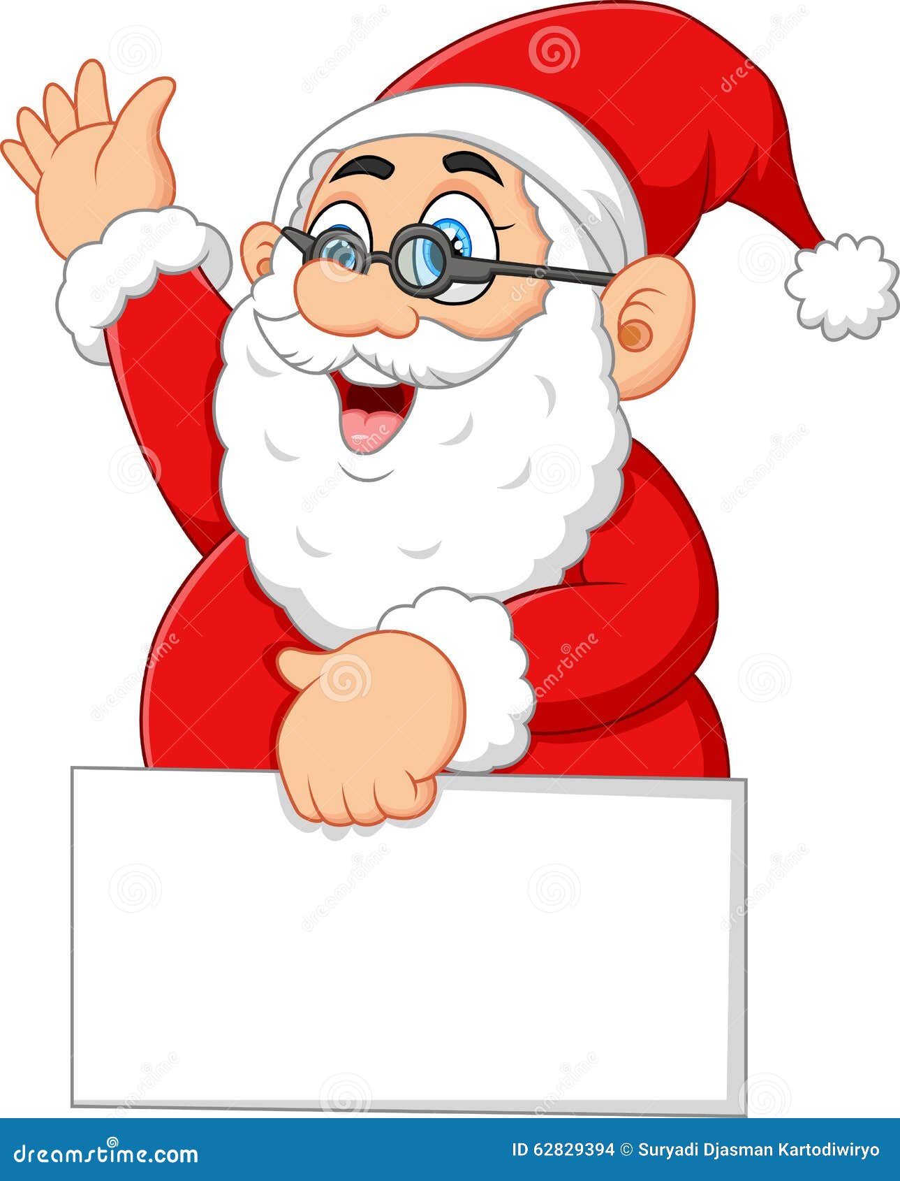 Santa Waving and Holding Blank Sign Stock Vector - Illustration of ...